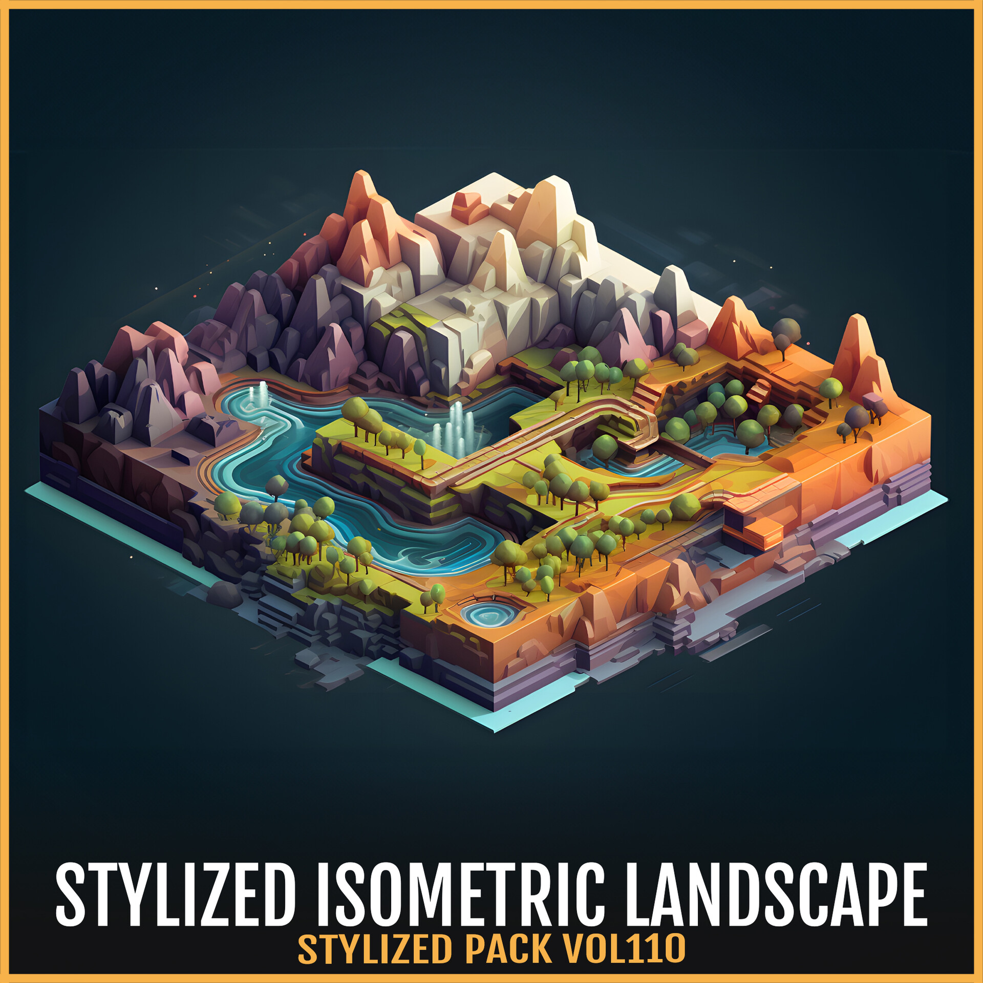 ArtStation - 202 Stylized Isometric Game Landscape VOL110