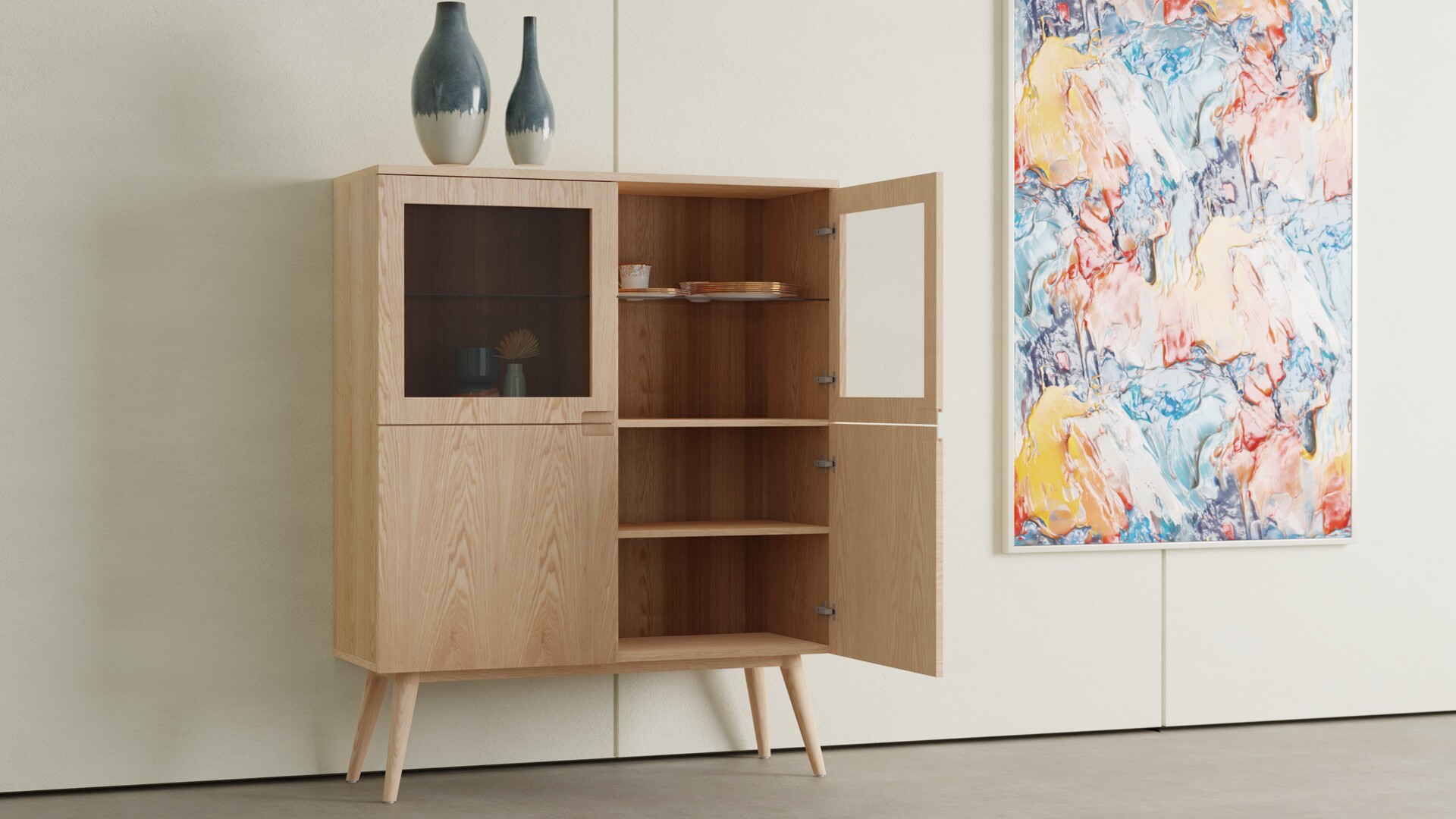 ArtStation - Product Viz - Wood And Glass Cabinet