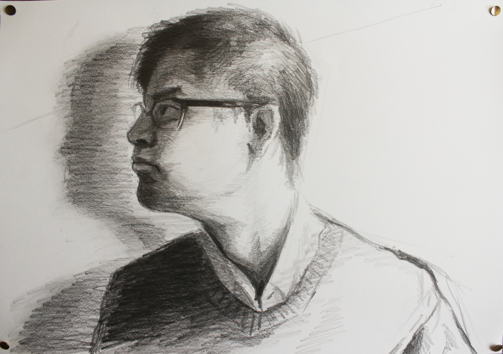 ArtStation - Self-portrait drawing/self-portrait in profile