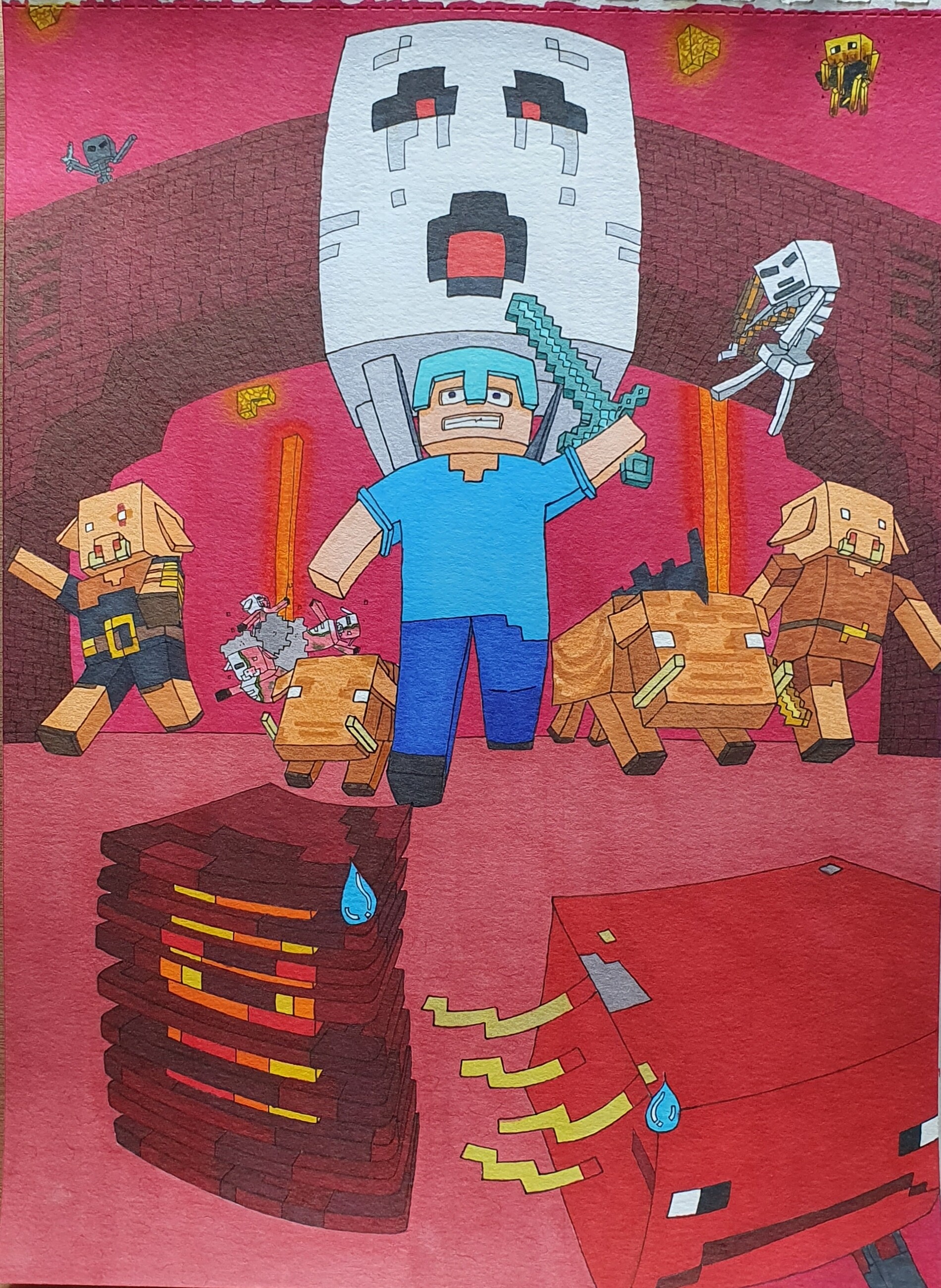 how to draw minecraft nether