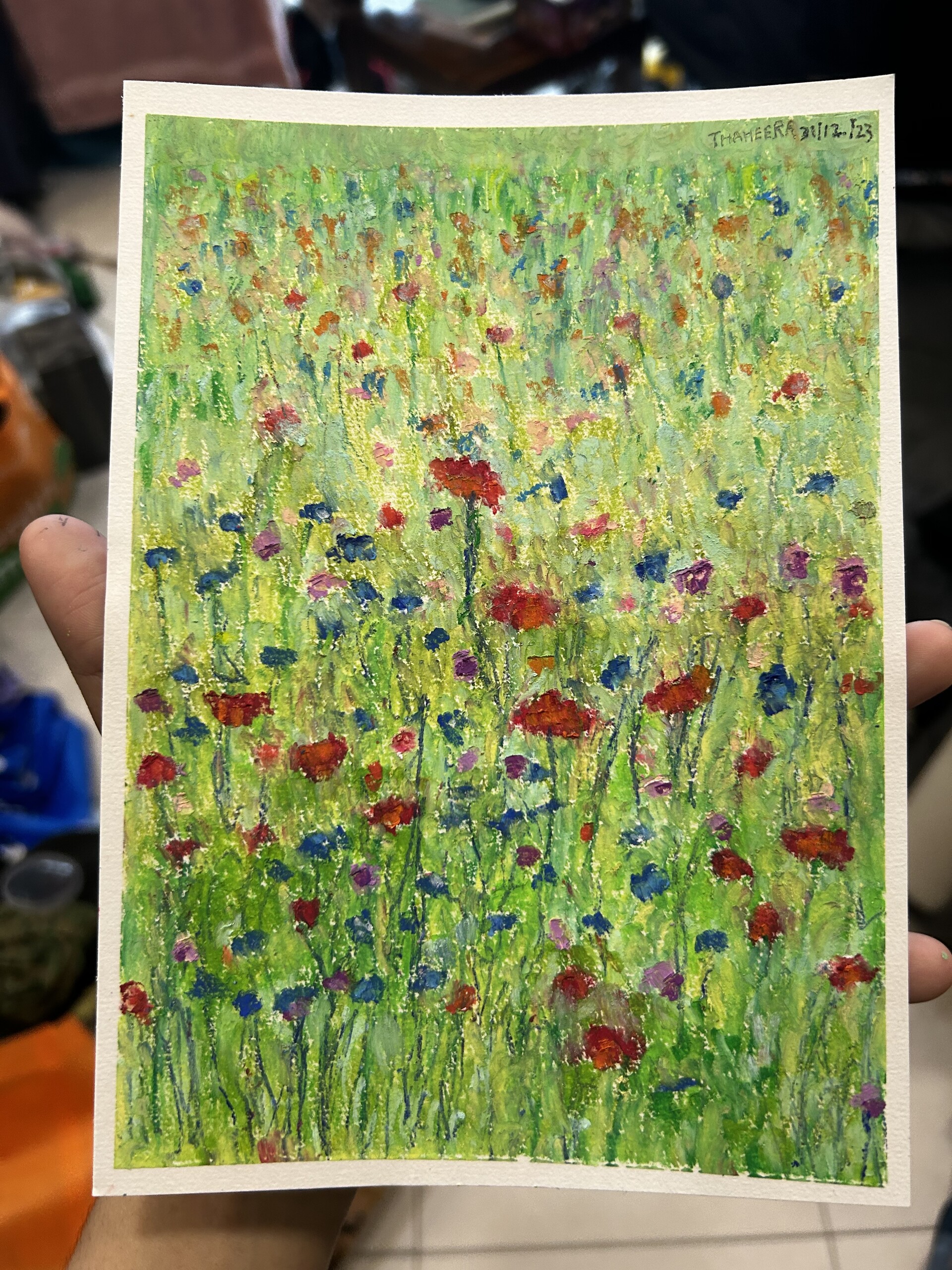 ArtStation - Flower Field in Oil Pastels