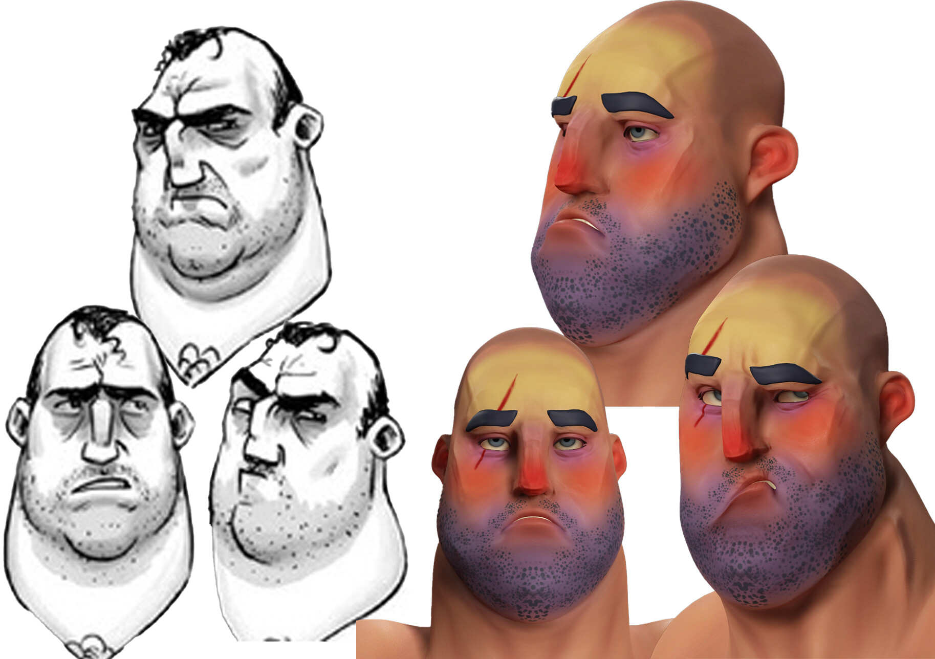 ArtStation - Strong man 2D to 3D