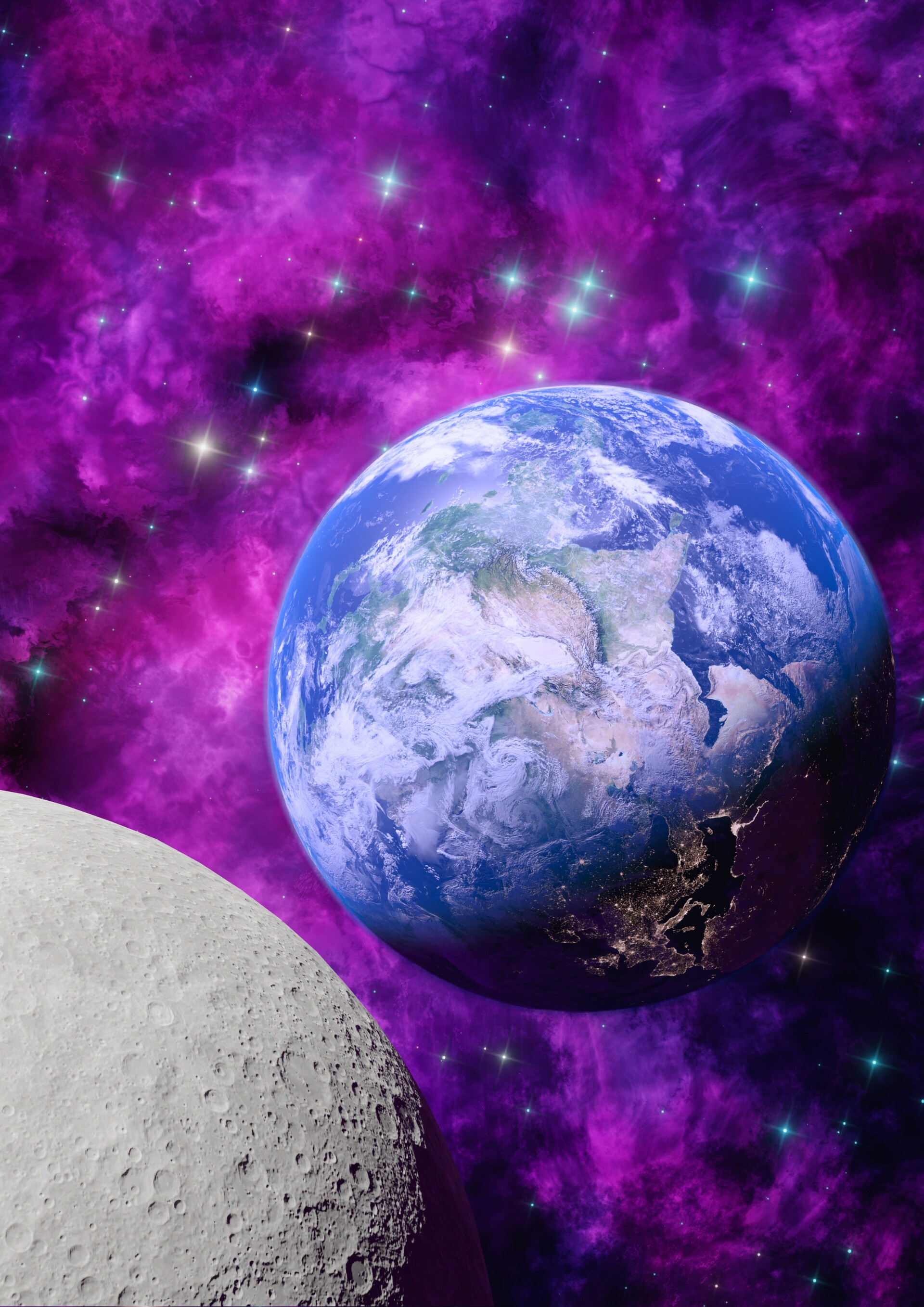 ArtStation - Earth and the moon