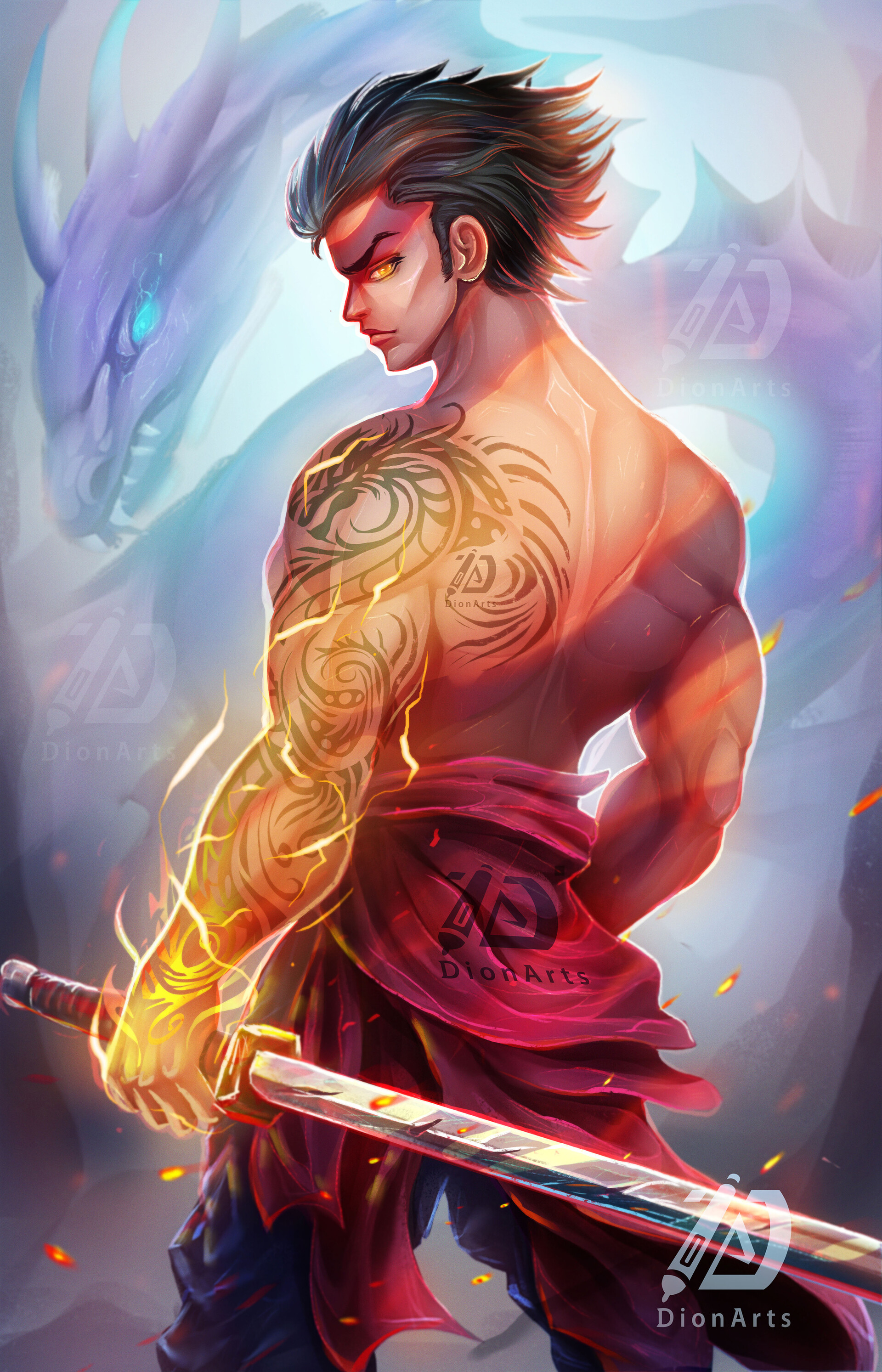 ArtStation - Swords Man Dragon hunter Digital Art