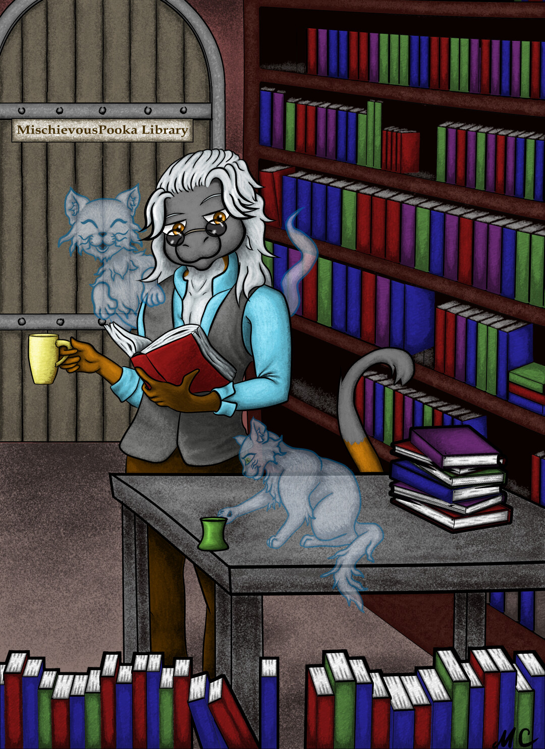 ArtStation - A Librarian And His Ghost Cats
