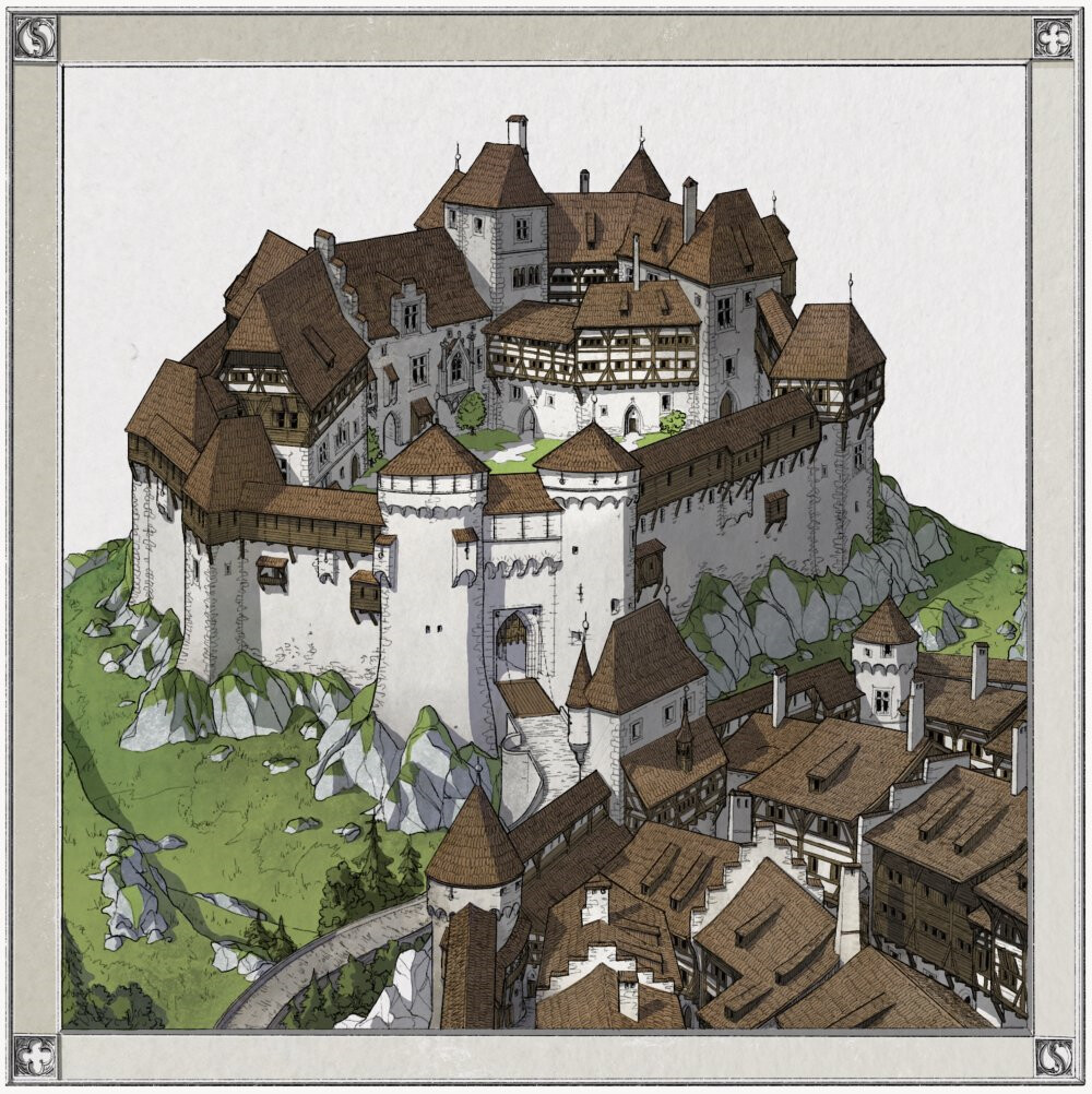 ArtStation - Alpine Castle and Town