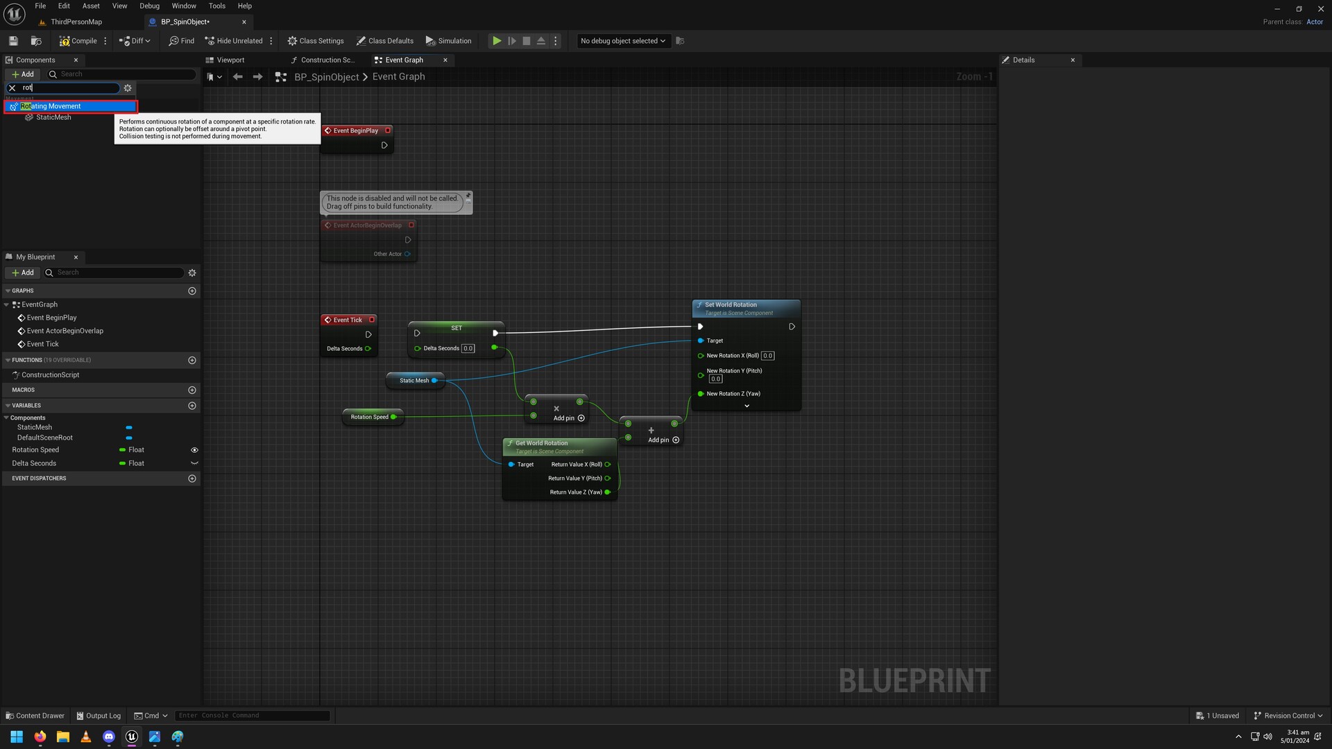 Damien Ramirez (CG) - How to UE - BP Rotating Objects