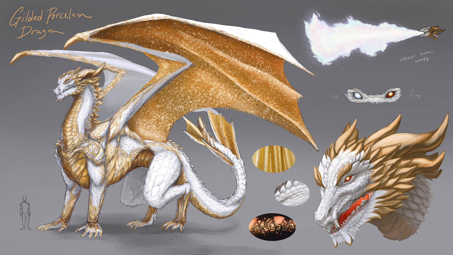 ArtStation - White and Gold Dragon Concept