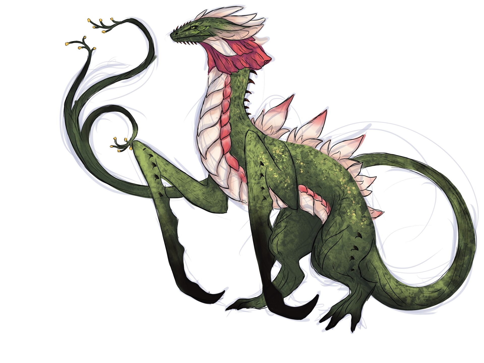 ArtStation - Creature Design Sketch- Floral Dragon