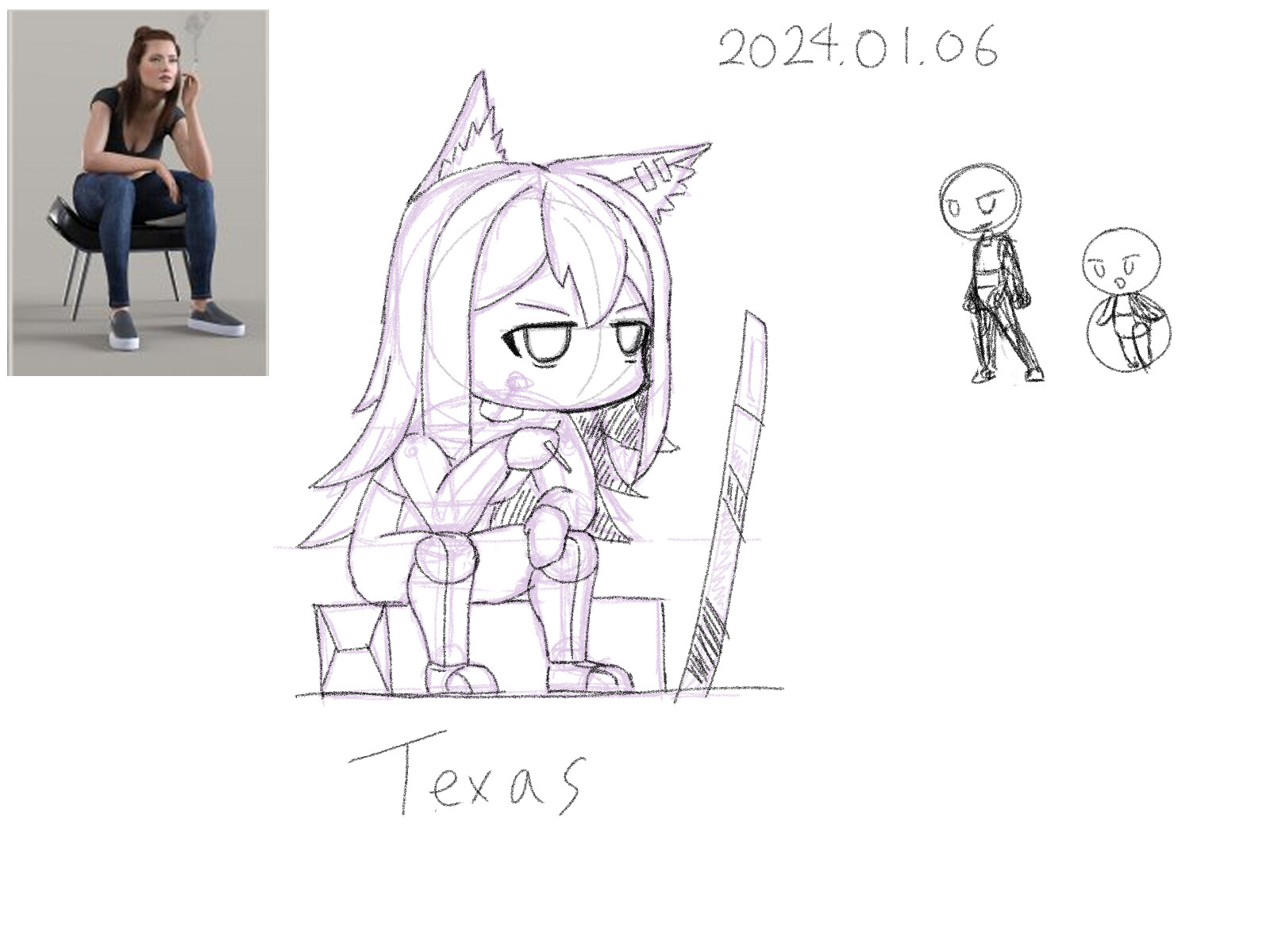 ArtStation - Arknights - Texas (sketch) [2024.01.06]