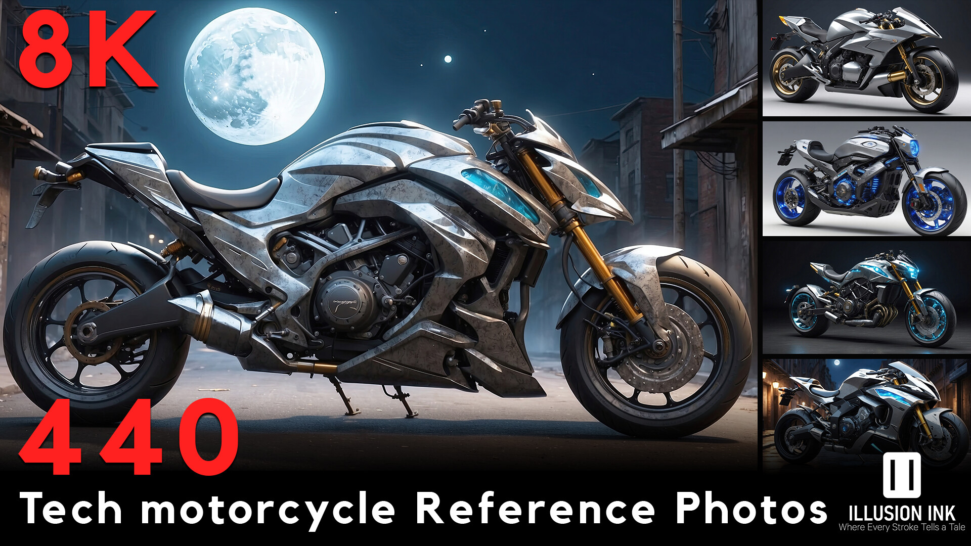 ILLUSION INK - 440 Tech Motorcycle Reference Photos | 8K