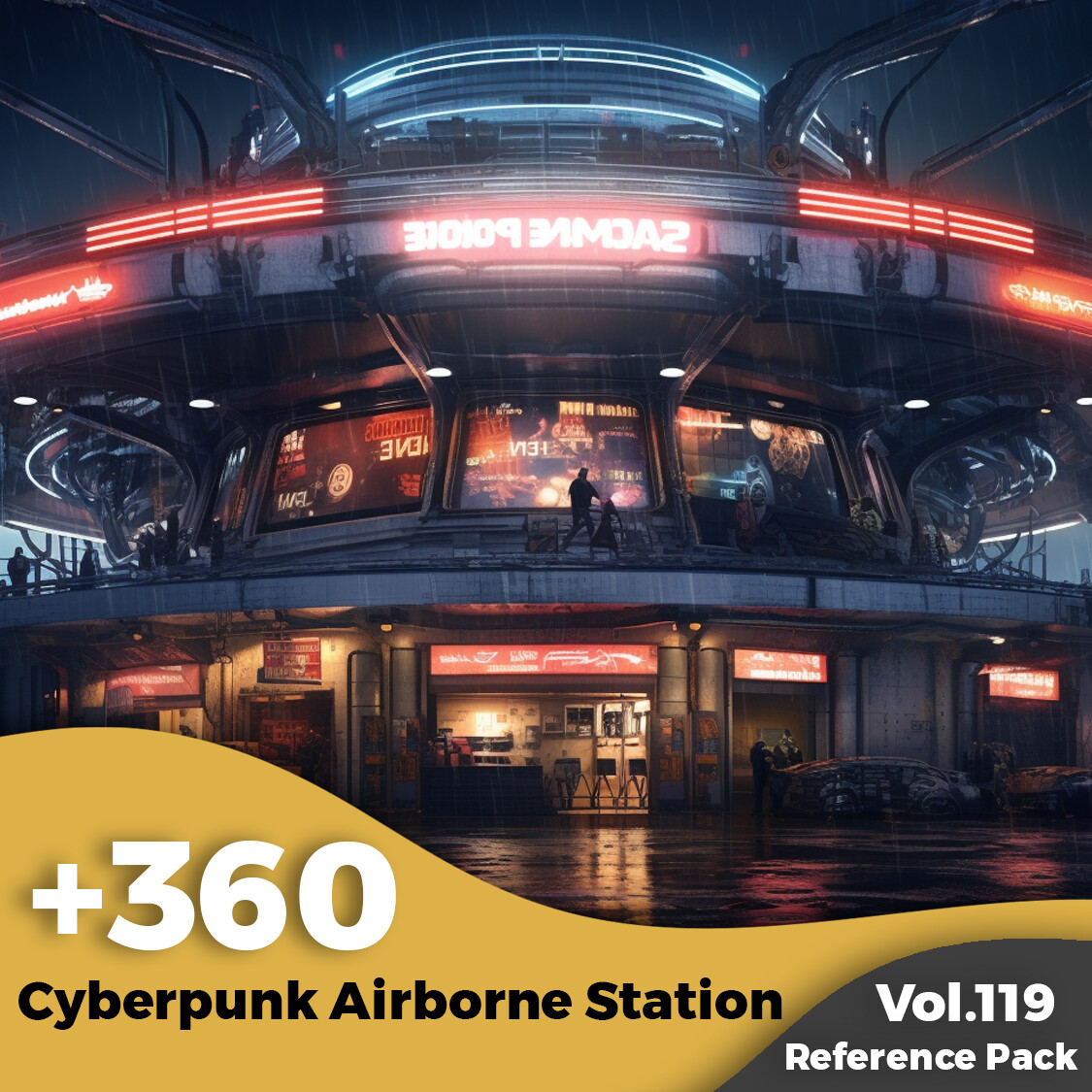 ArtStation - +360 Cyberpunk Airborne Station(4k) | Vol_119