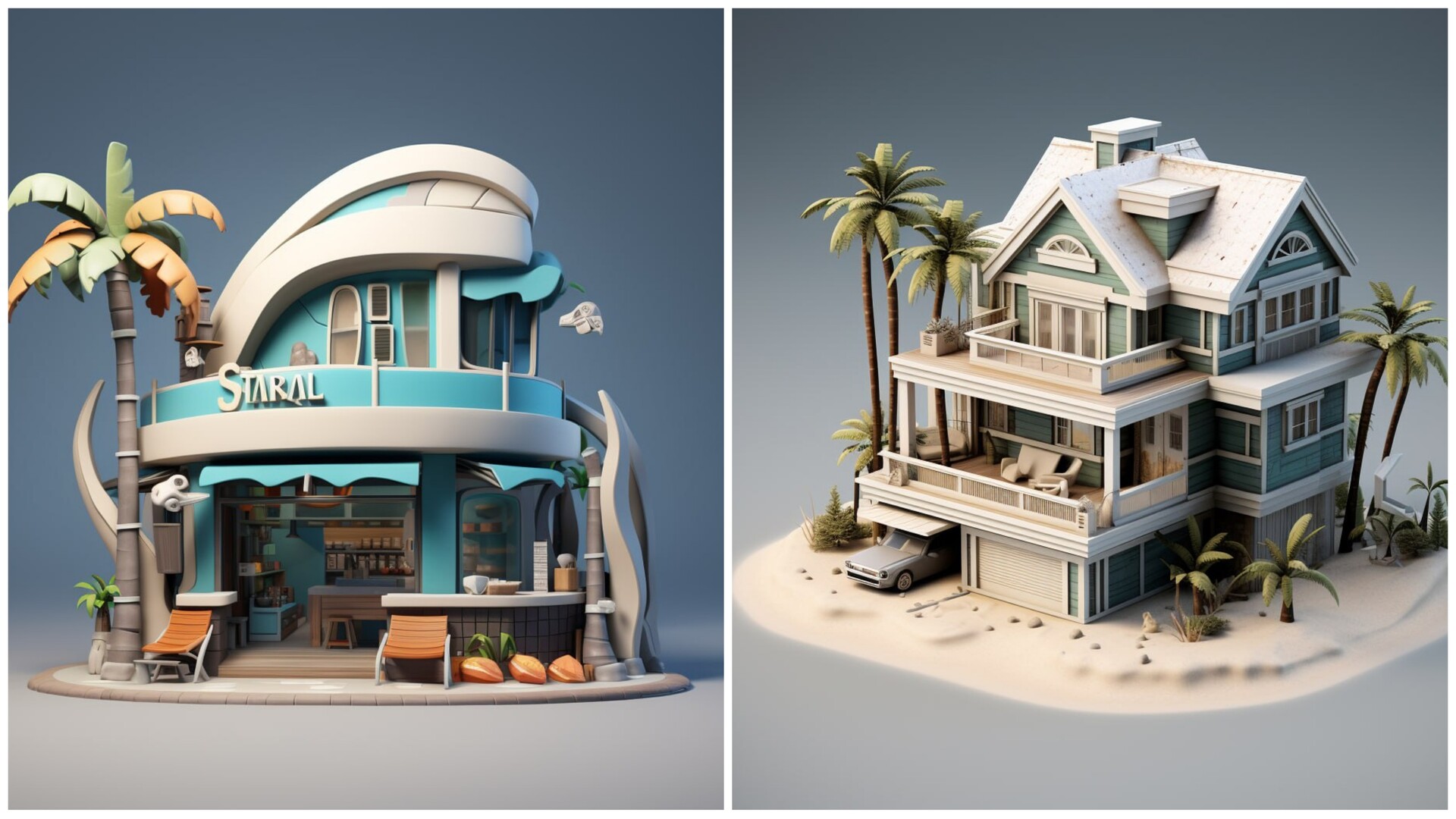 Concept Art - +330 Stylized Beach Architecture Concept (4k) | Vol_62