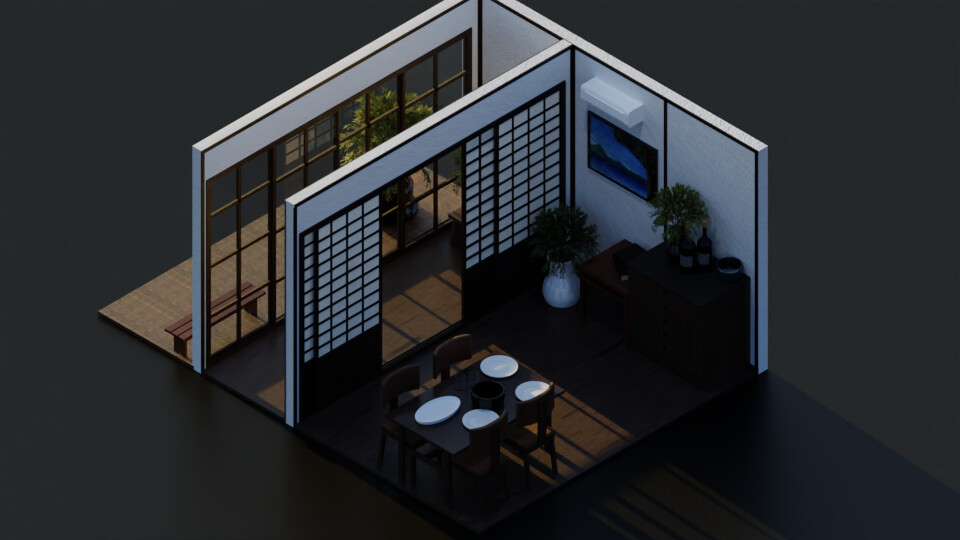 ArtStation - Isometric Japanese style Room