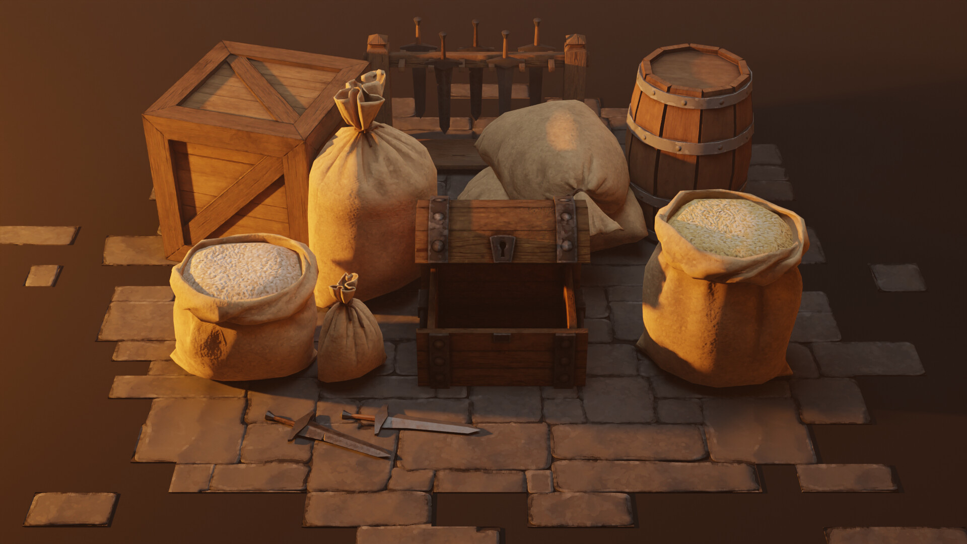ArtStation - Medieval Burlap Sacks and other (Asset)