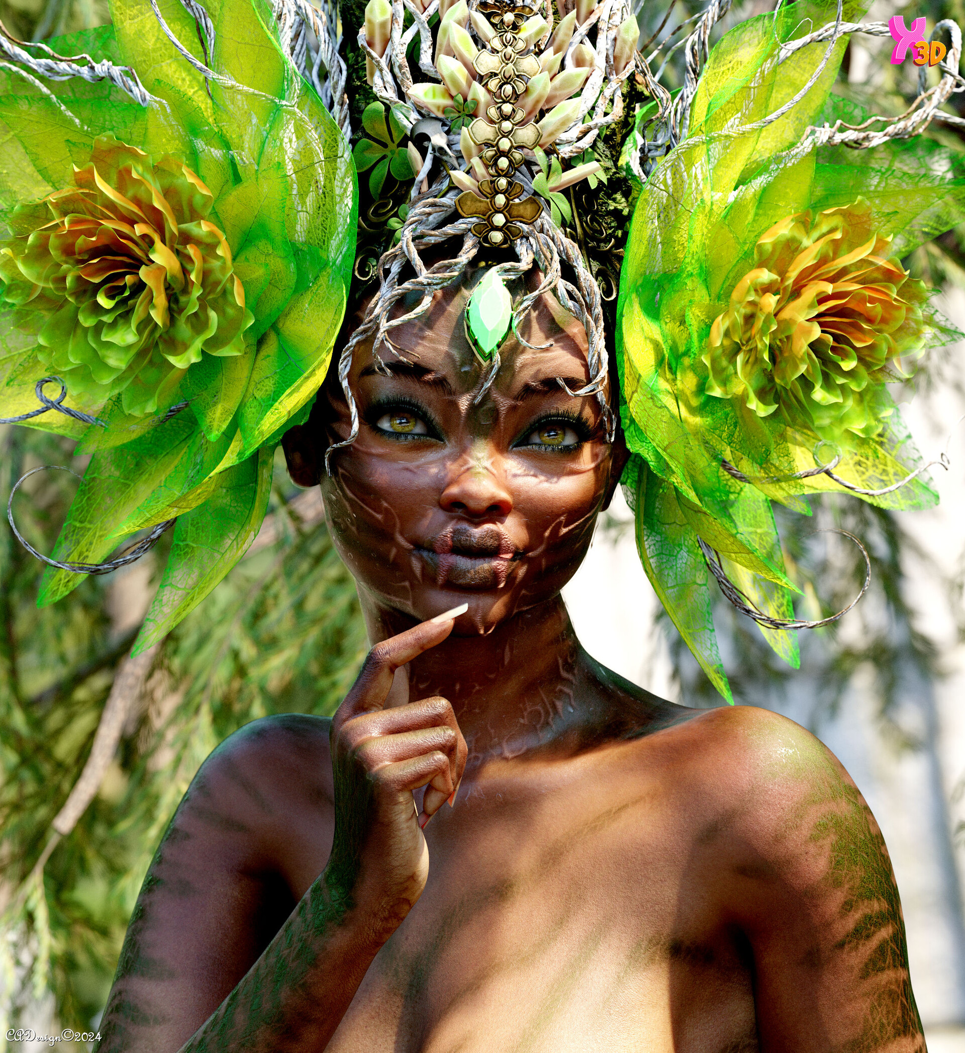 Xtreme3D Studio - FPE Fantasy Scarification Face Tattoos Geoshell for G9