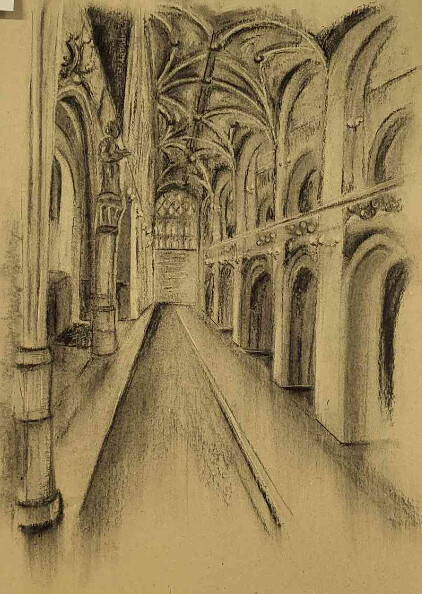 ArtStation - A1 Charcoal Drawing of Gothic Architecture