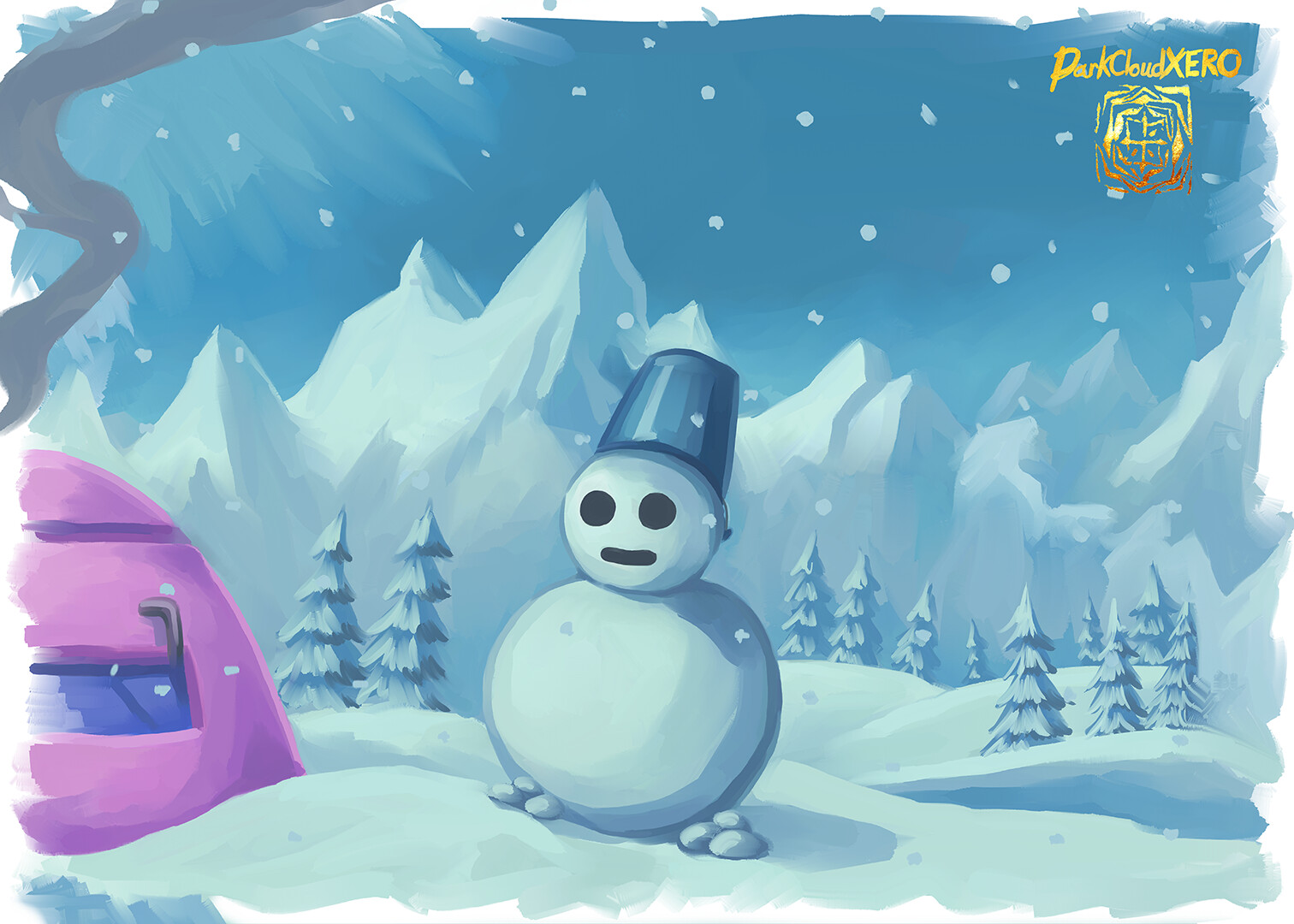 ArtStation - Mountain Snow Man Background