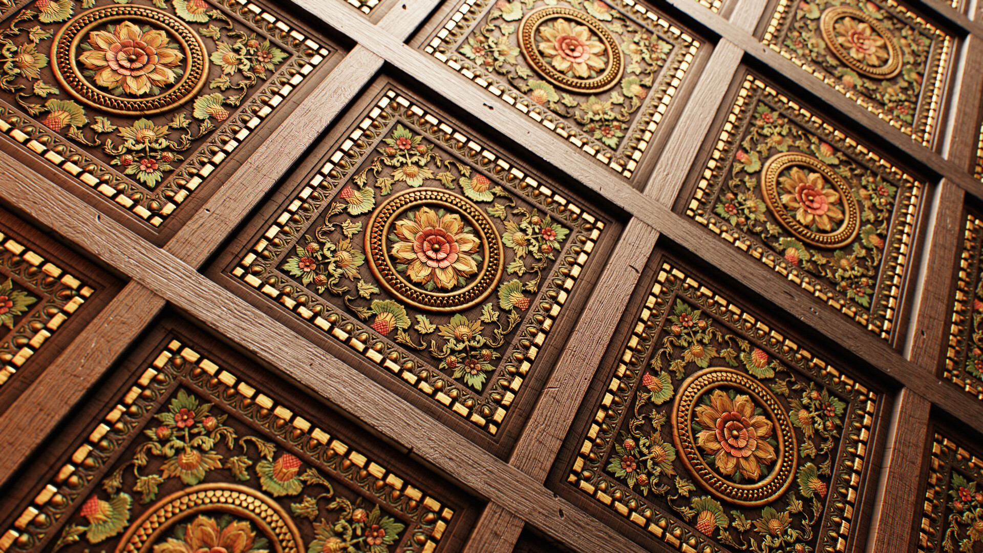 ArtStation - Floral Ceiling Panel Material
