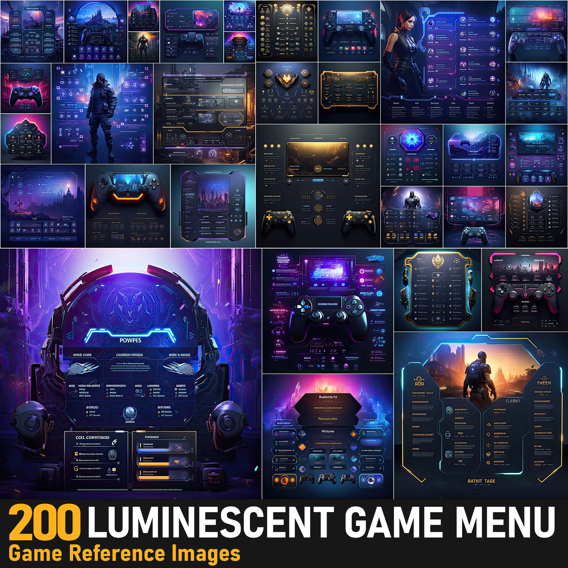 Vio - Luminescent Game Menu|4K Reference Images