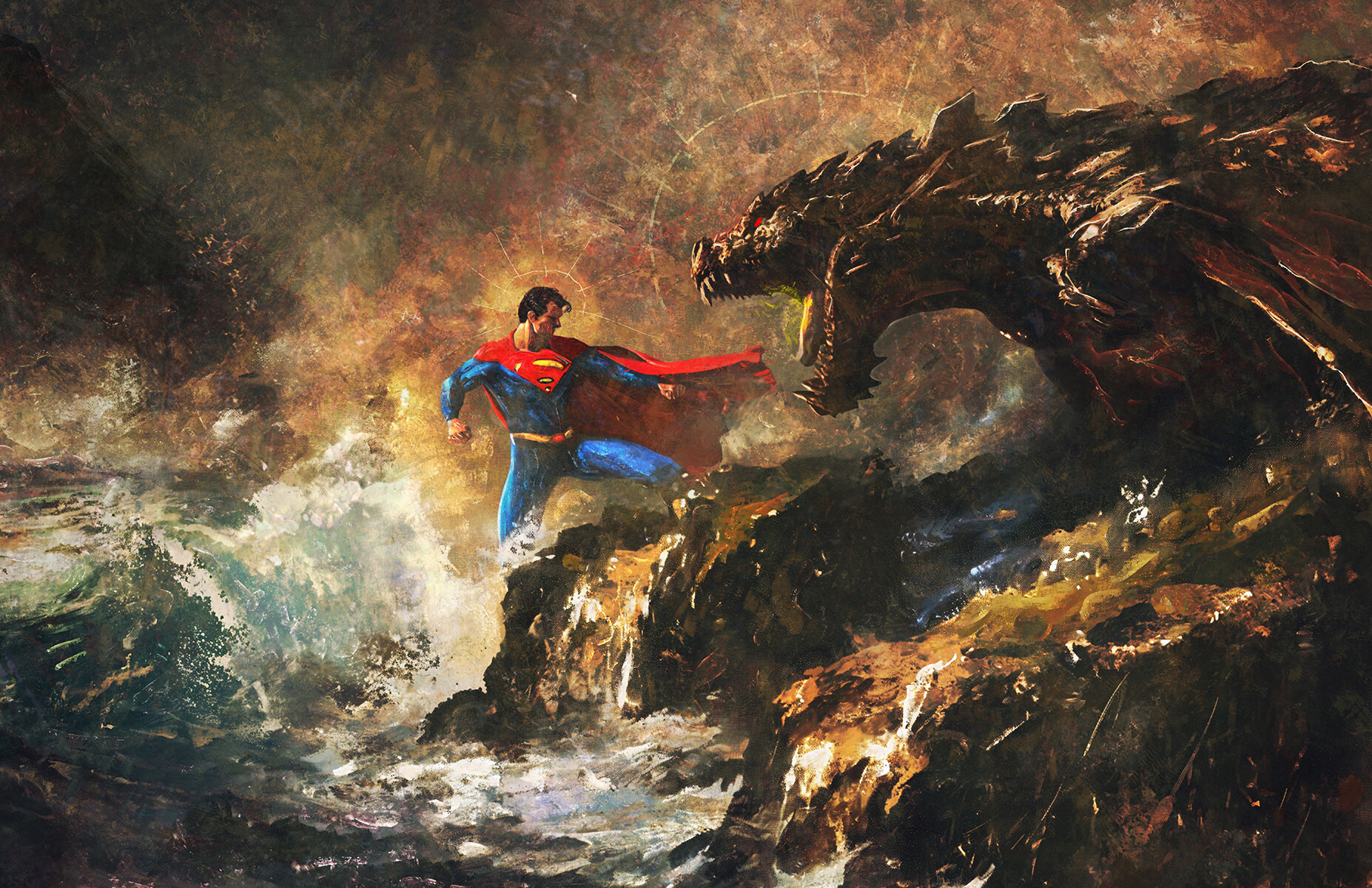 ArtStation - SUPERMAN CONFRONTS CONFUSED DRAGON