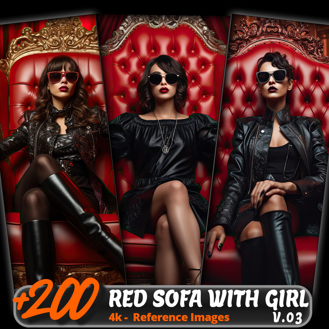 Princesa sofia - RED SOFA WITH GIRL VOL. 03/ 4K/ Reference Image