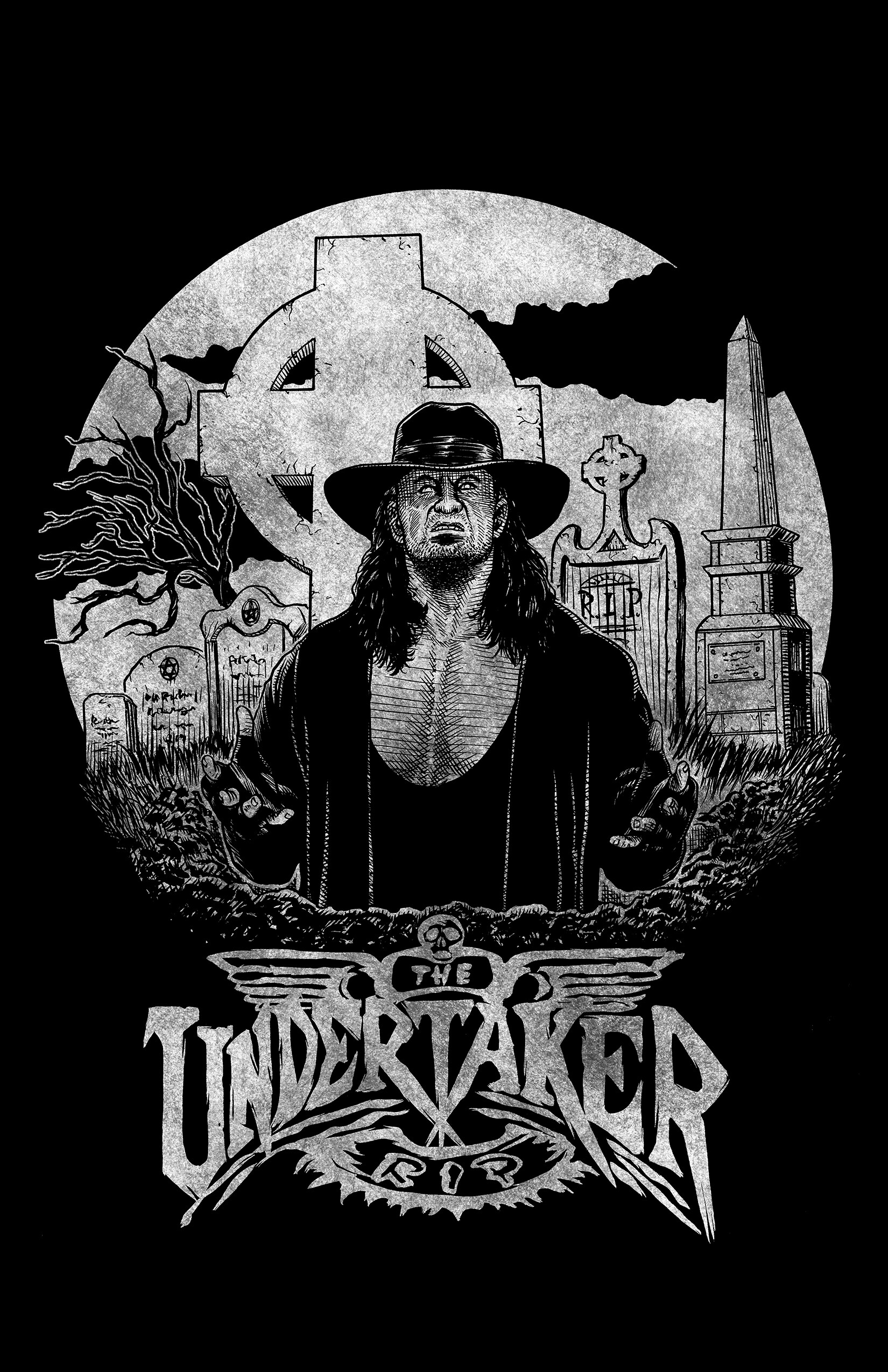 how to draw undertaker face