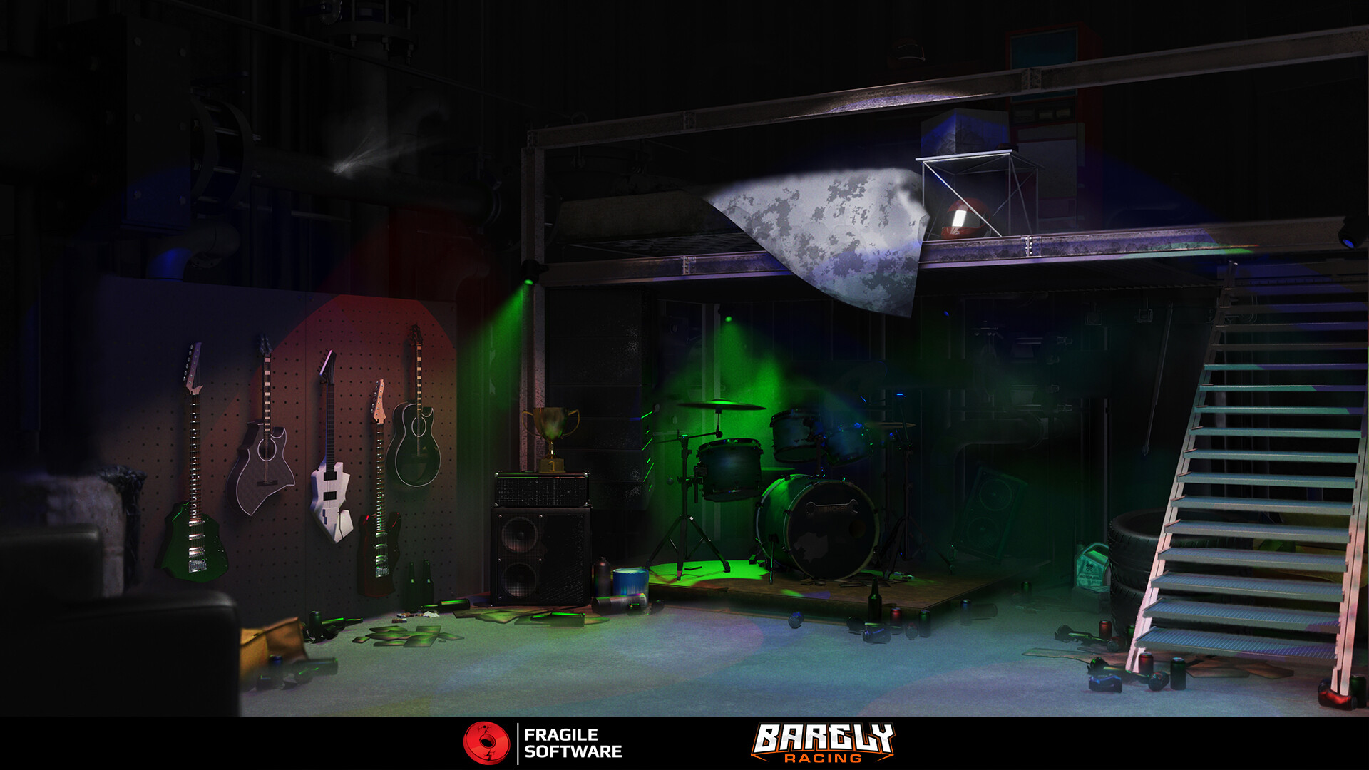 Concept Design - Barely Racing - Main Garage Design and Character rooms