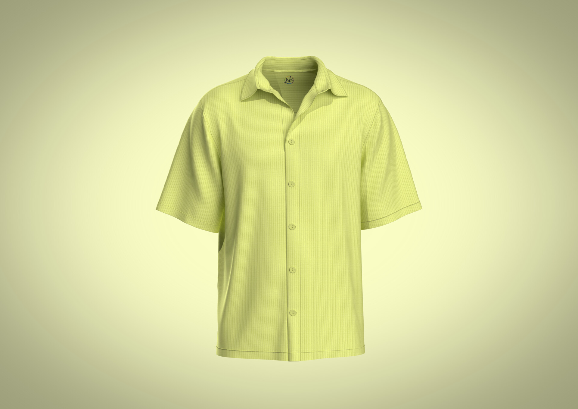 Kult - Neon color Knitted Button Down Shirts Short Sleeve