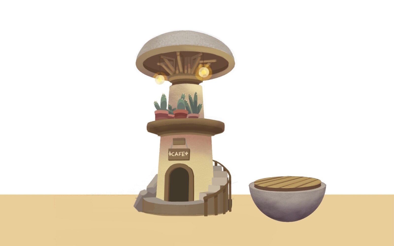 ArtStation - Mushroom Cafe Uni Project - Puffpals Island Skies