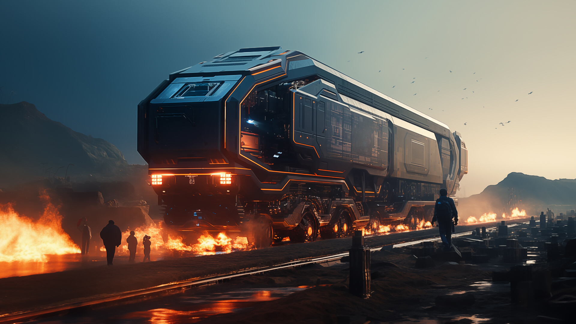 ArtStation - Rails, Fire and Train