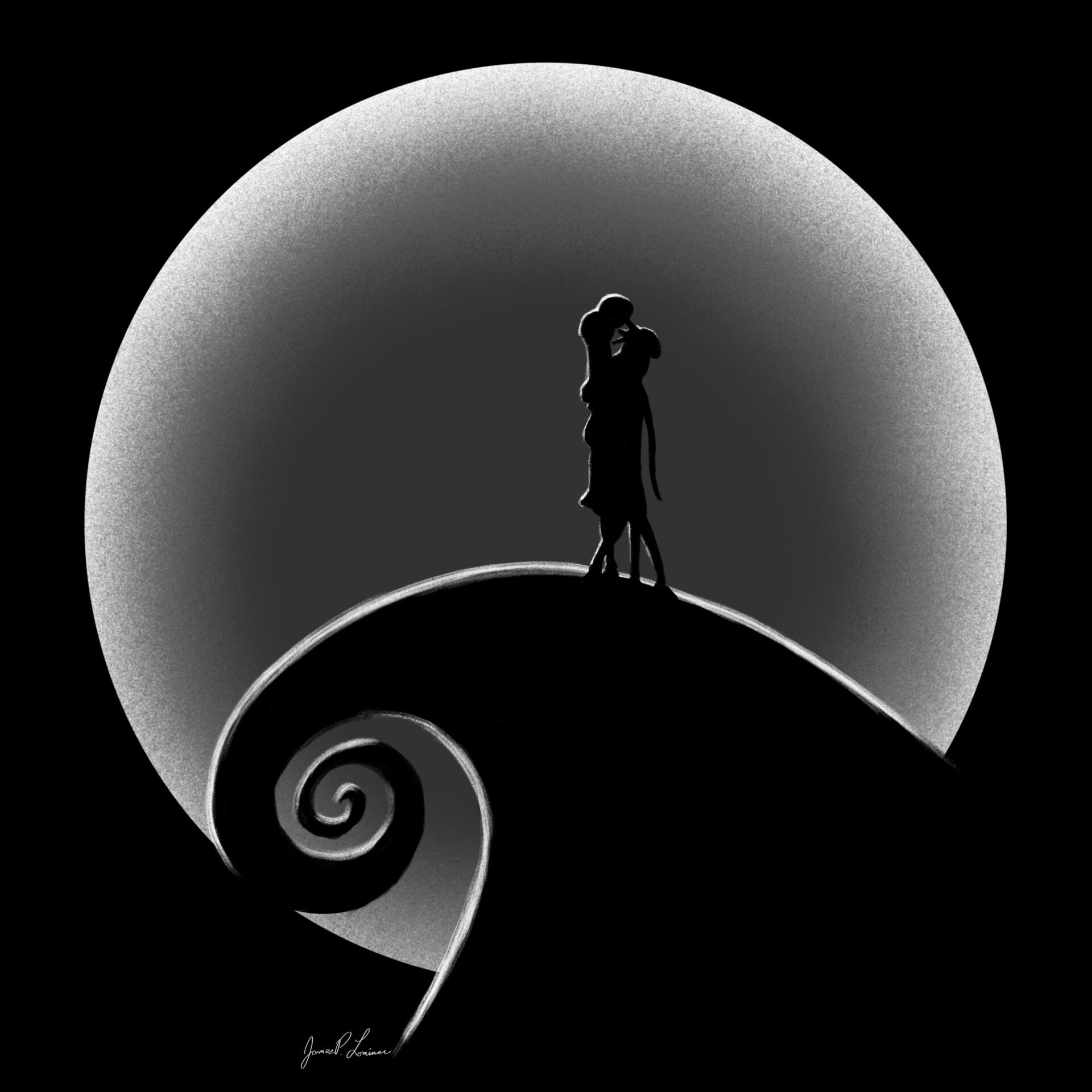 Jack And Sally Silhouette On Hill Buy Jack And Sally Hill Nightmare