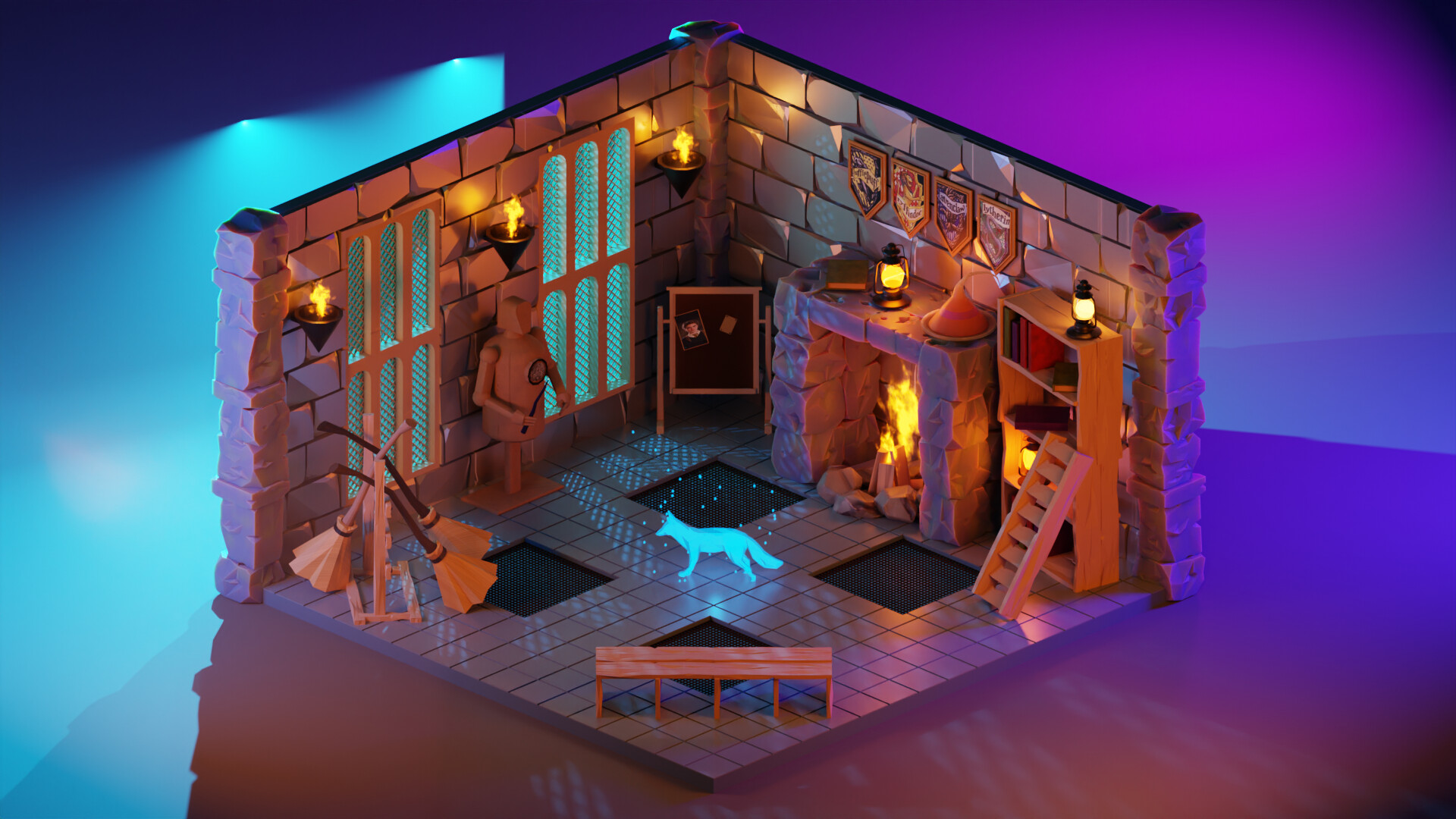 ArtStation - Isometric stylized room inspired by Harry Potter