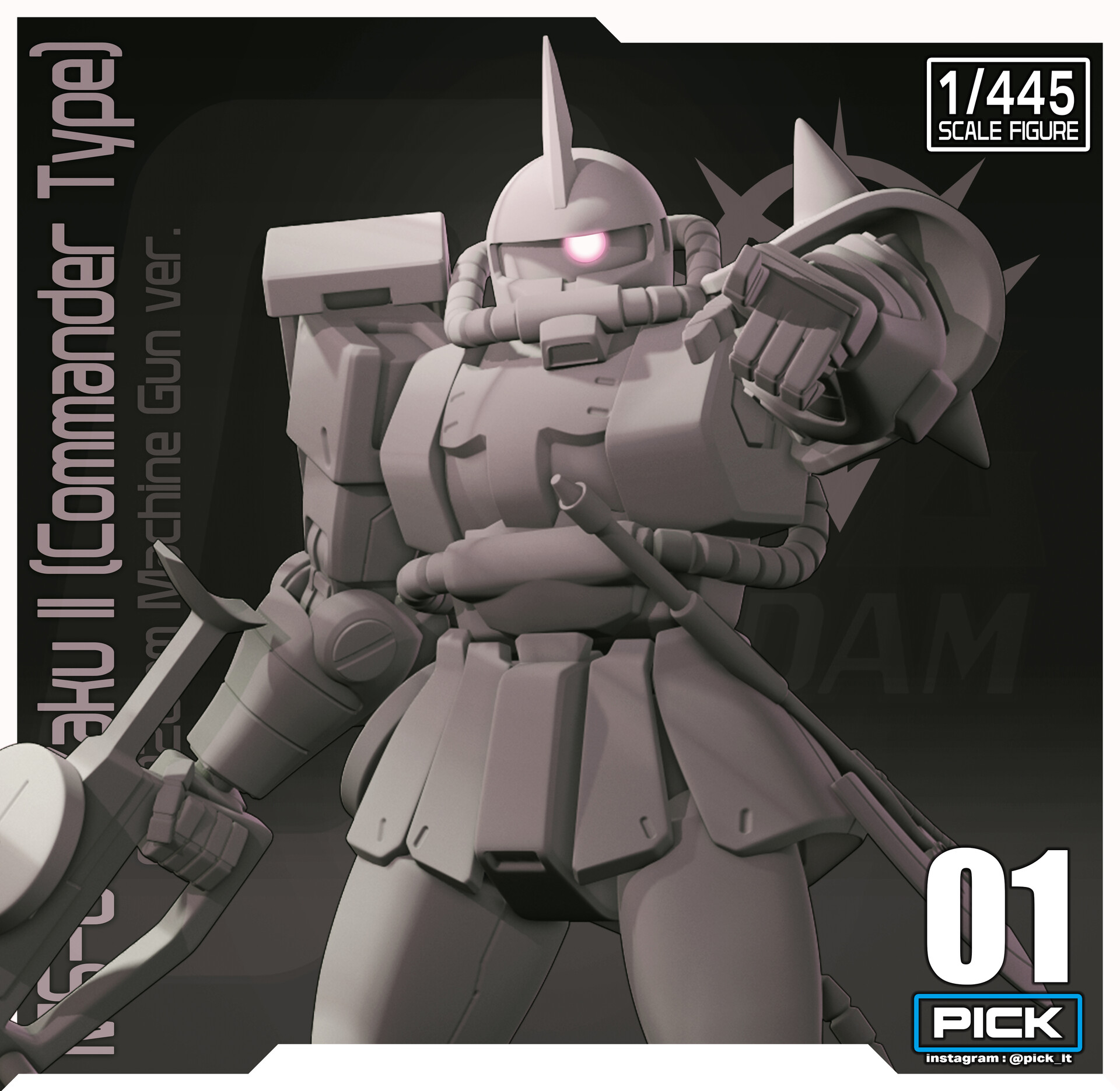 ArtStation - 01/ MS-06S Zaku II (Commander Type) 120mm ver. / 3D Resin ...
