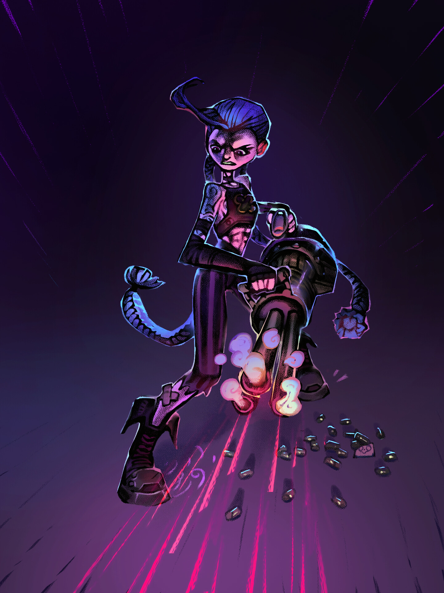 ArtStation - Jinx in a fury - Arcane fanart illustration.