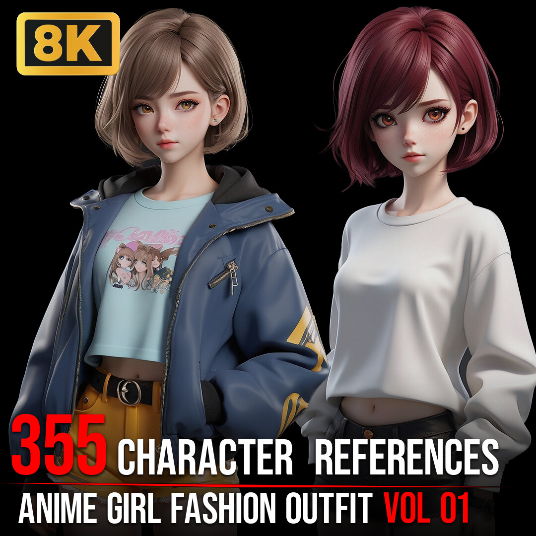 ArtStation - 355_Anime_Girl_Fashion_Outfit_Reference_Photos|8K