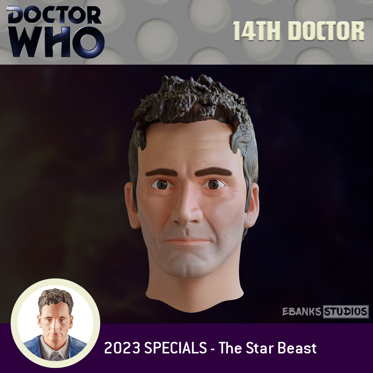 ArtStation - 14th Doctor (David Tennant) - Custom Doctor Who Figure Head