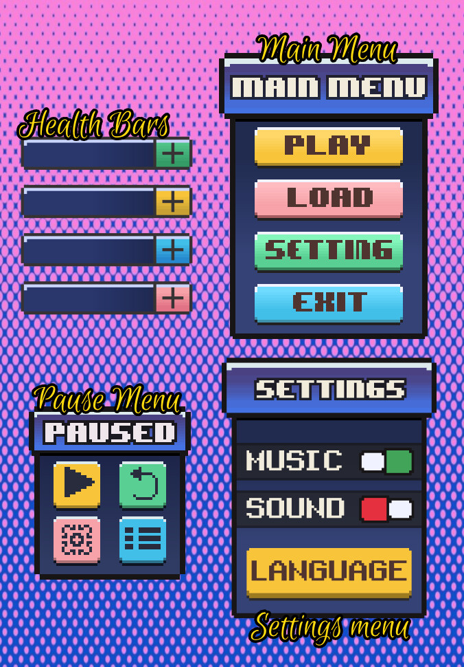 ArtStation - Pixel art Game UI