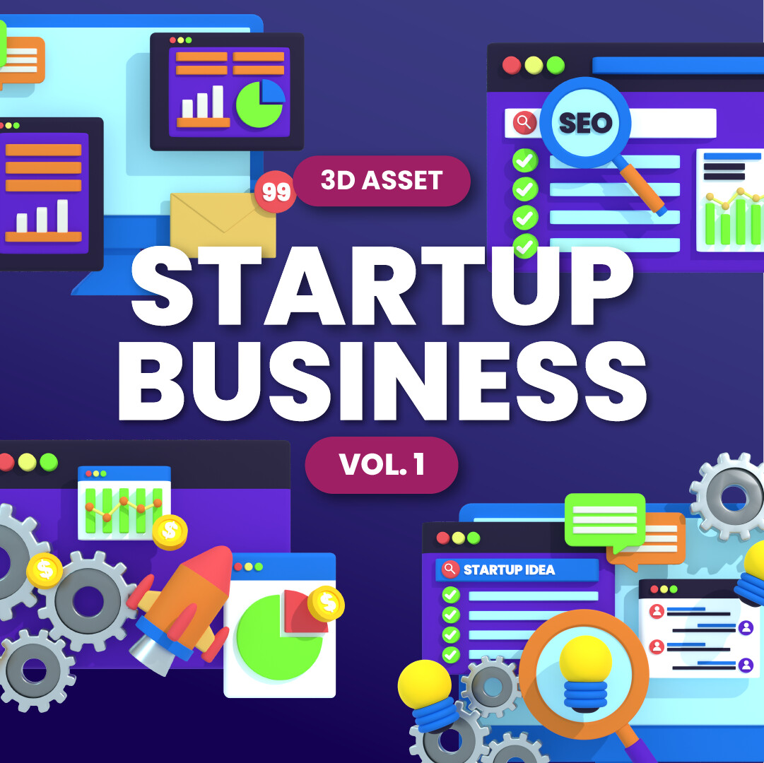 ArtStation - 3D Startup Business Interface Illustration