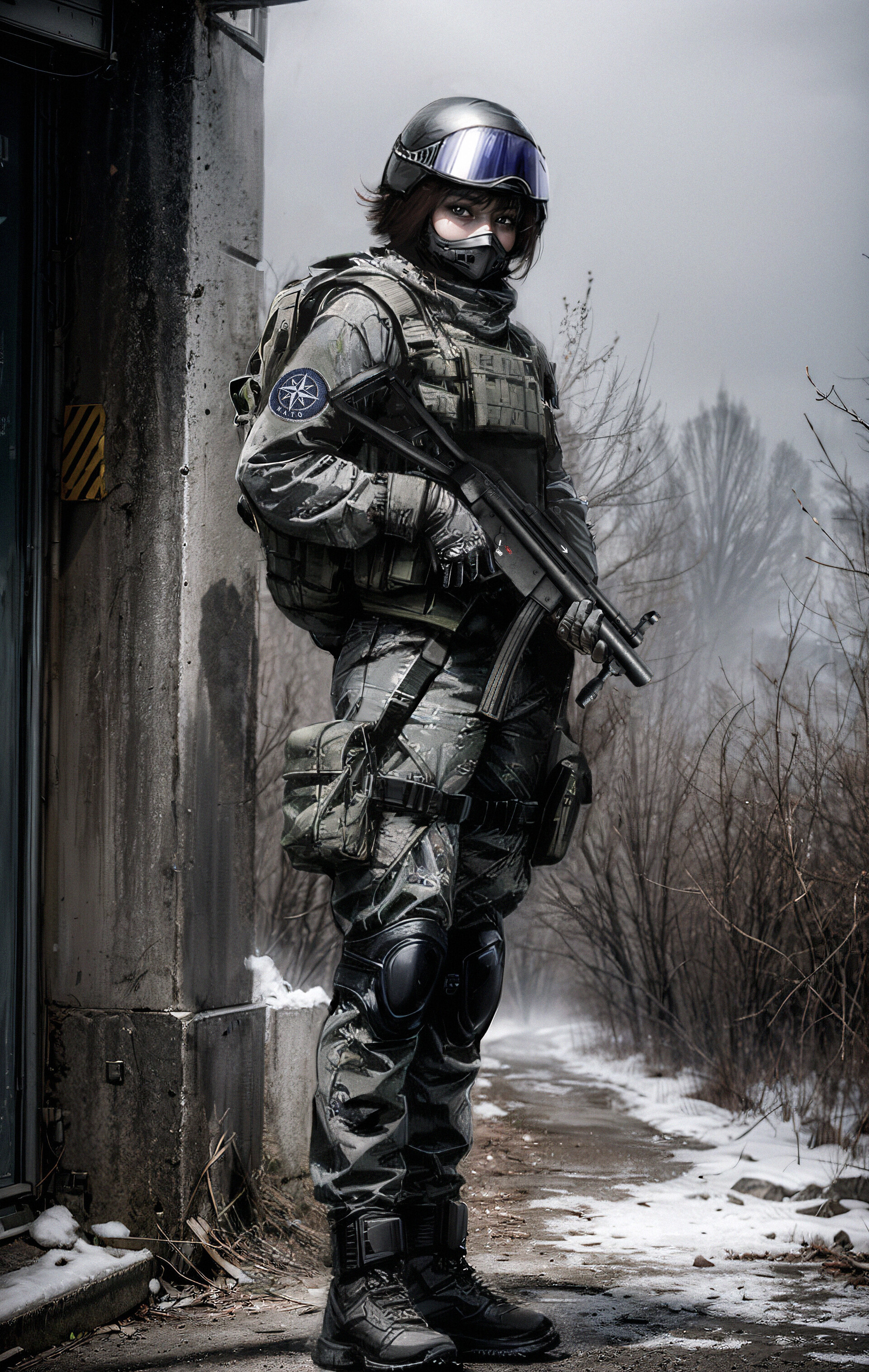 ArtStation - Female NATO soldier girl in military uniform