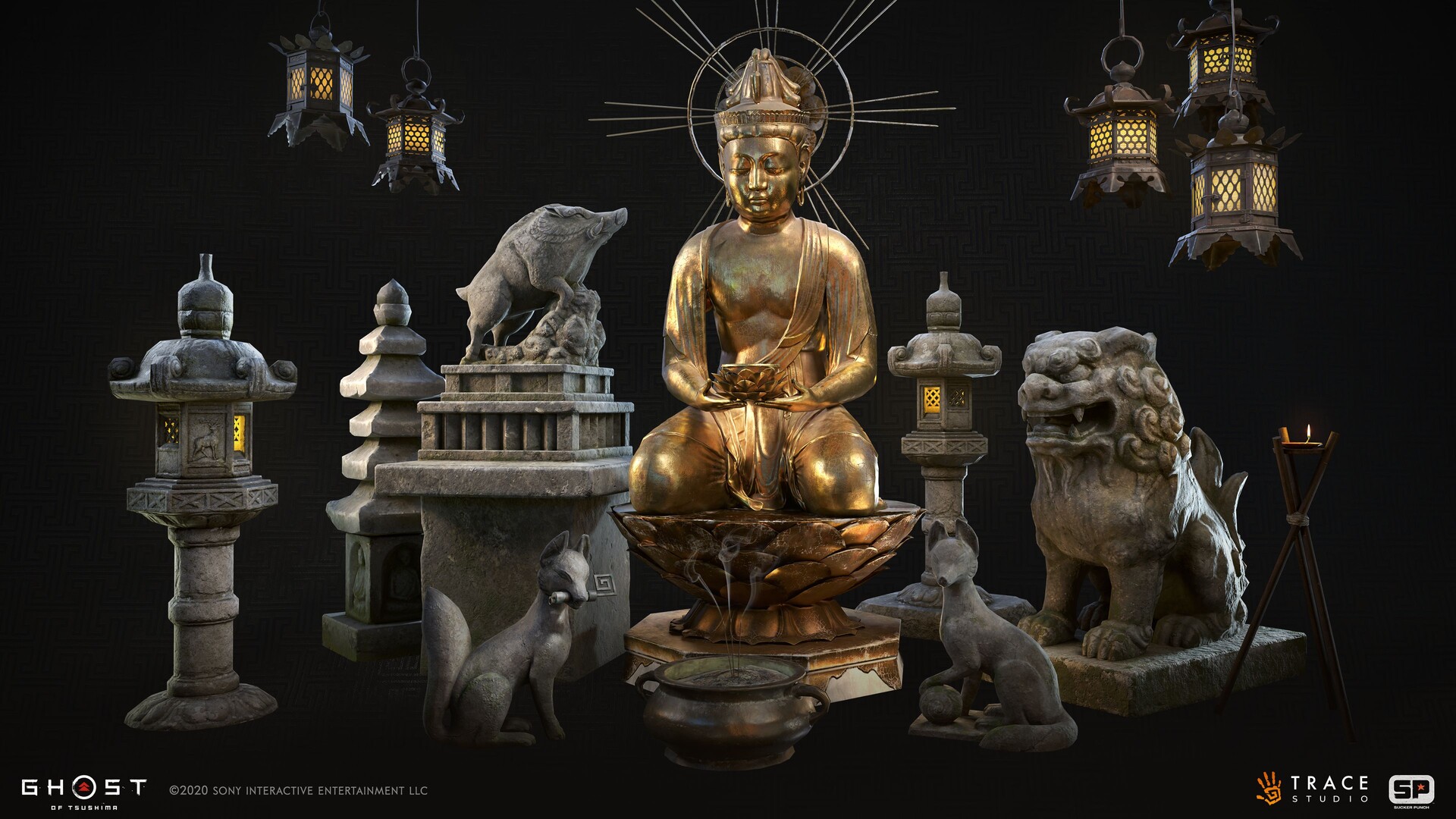 TRACE studio - Ghost of Tsushima: Environment Statues