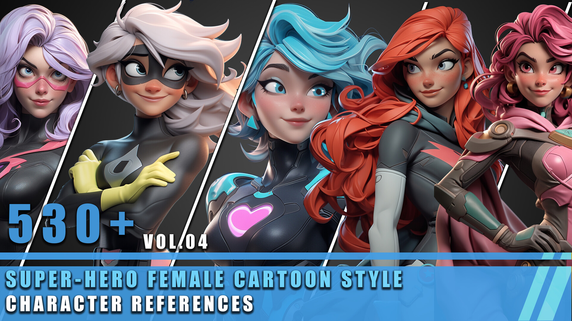 WaterLaw's Studio - 530+ Super-Hero Female Cartoon Style - Character ...