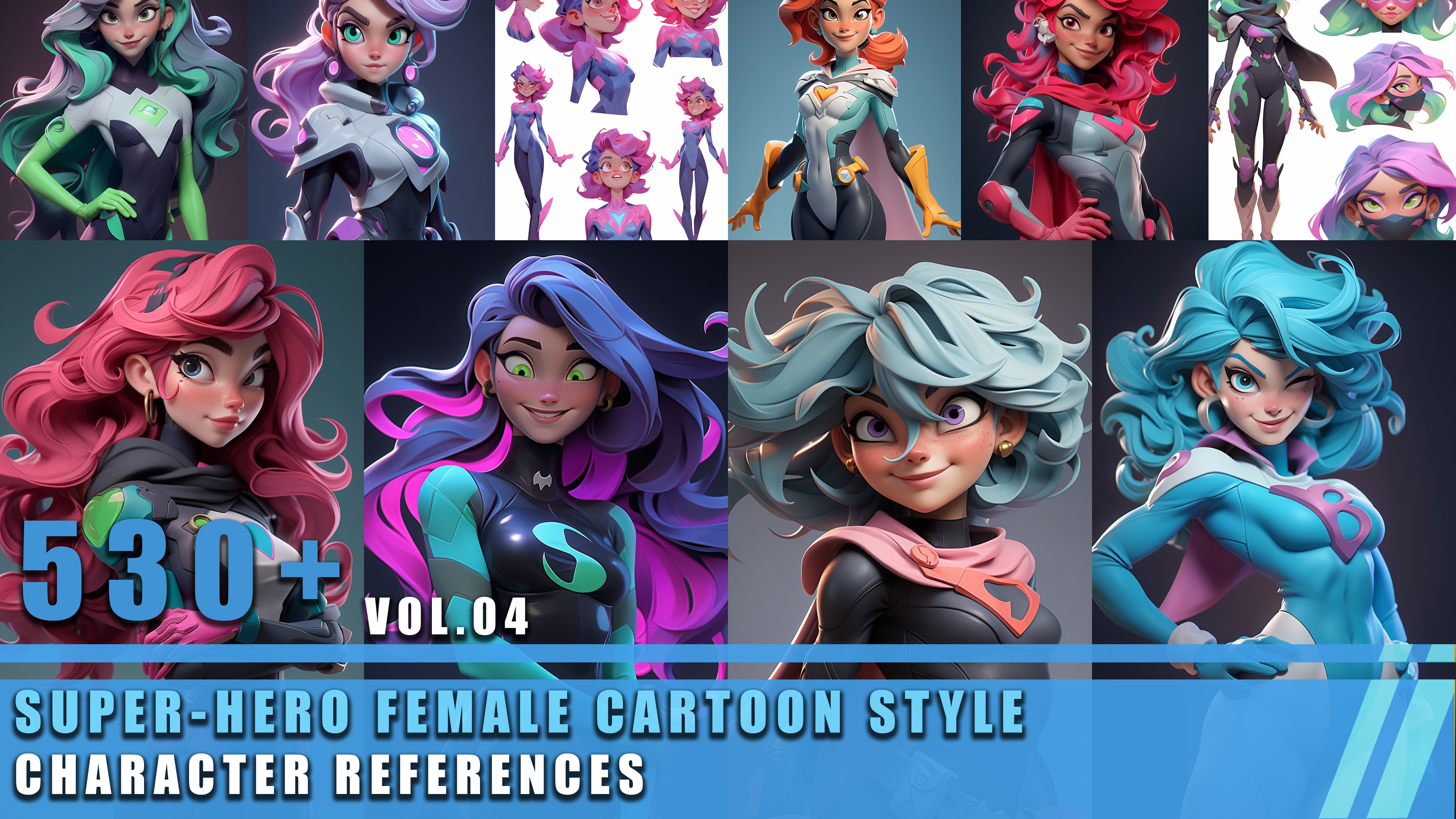 WaterLaw's Studio - 530+ Super-Hero Female Cartoon Style - Character ...