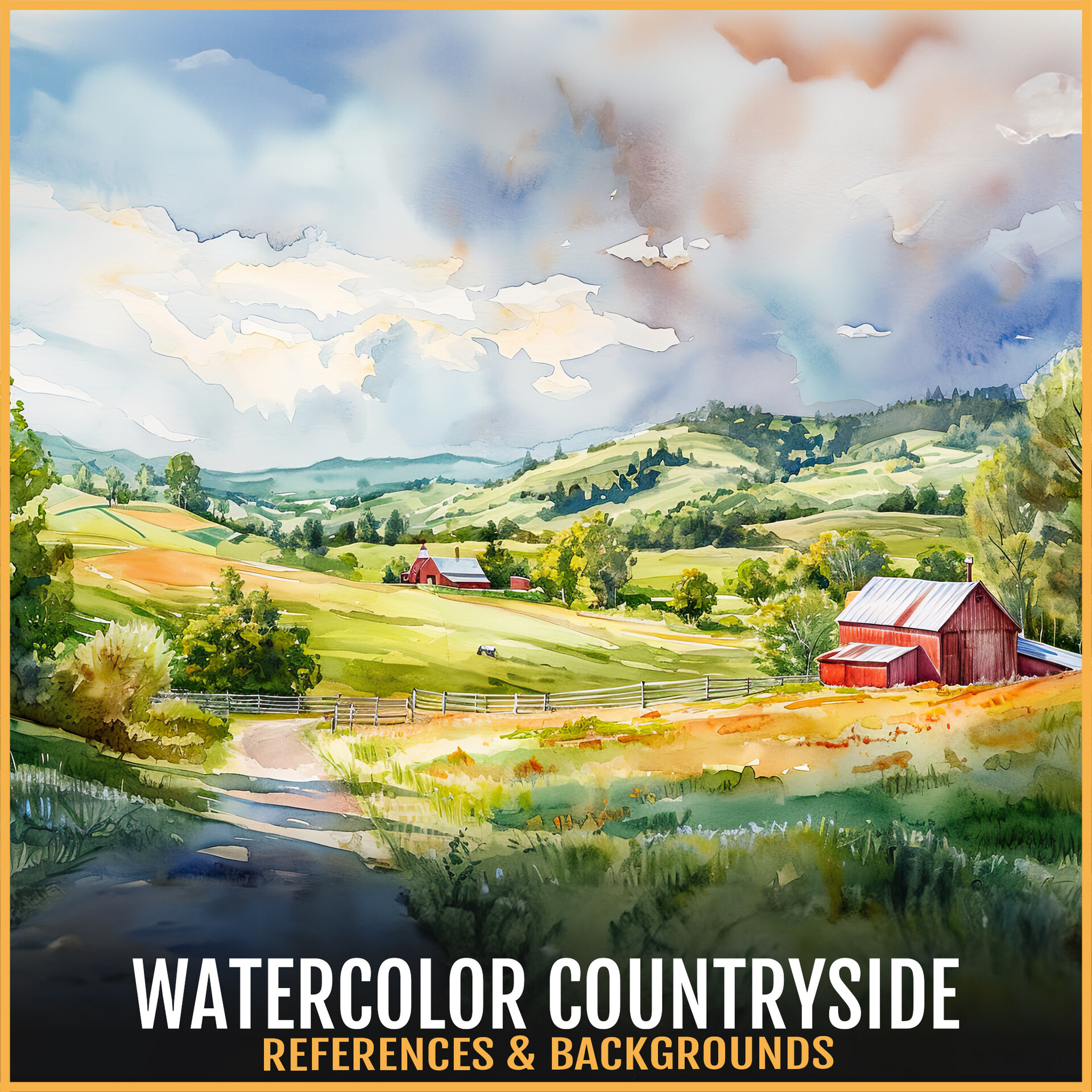 ArtStation - 303 Watercolor Countryside Painting
