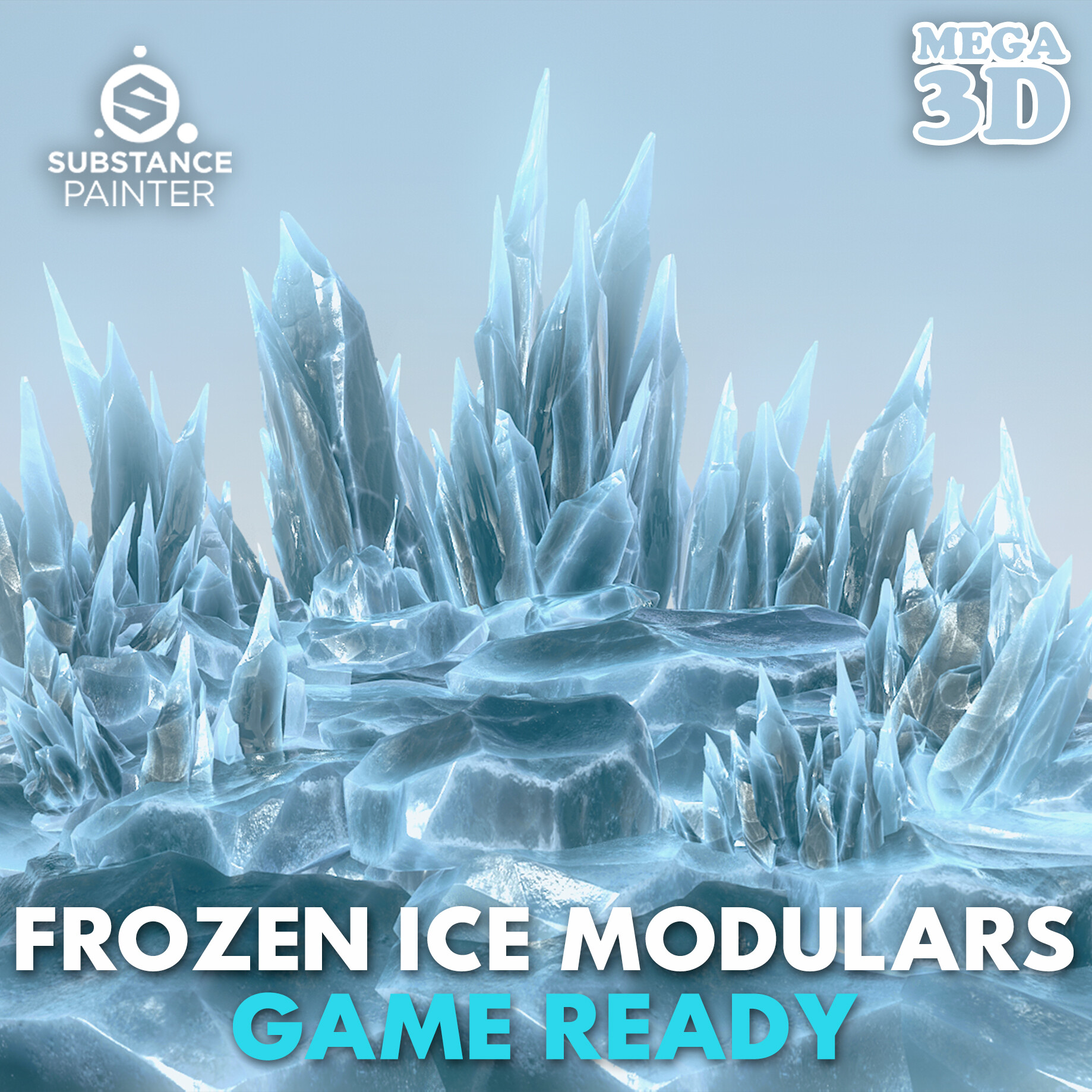 ArtStation - 60 Low poly Ice Cave Modulars - 240112