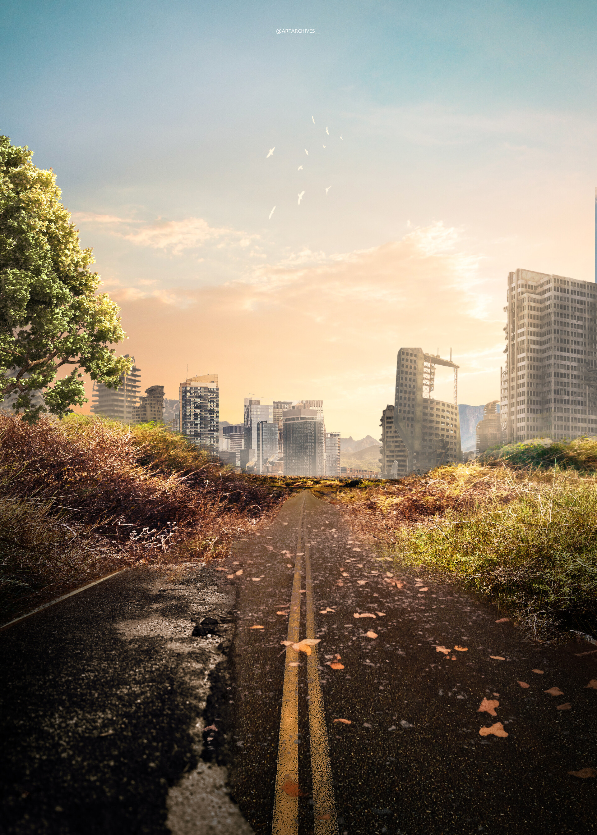 ArtStation - Overgrown Road To The City