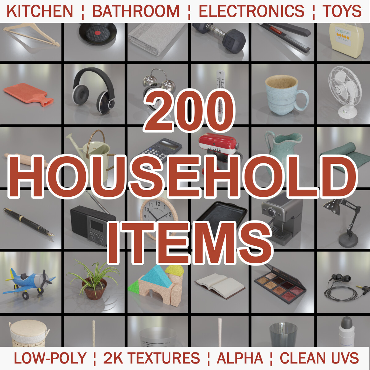 ArtStation - 200 Low-Poly Textured Household Items