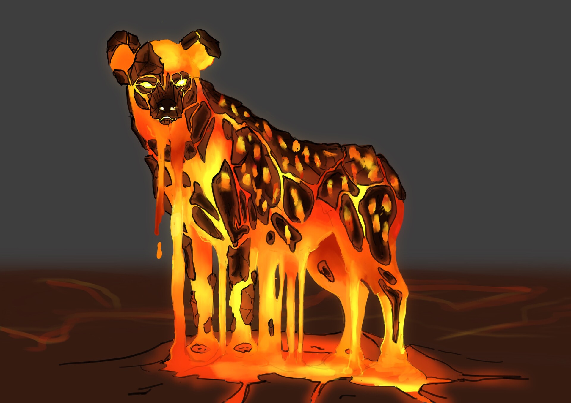 ArtStation - Hyena elemental of fire