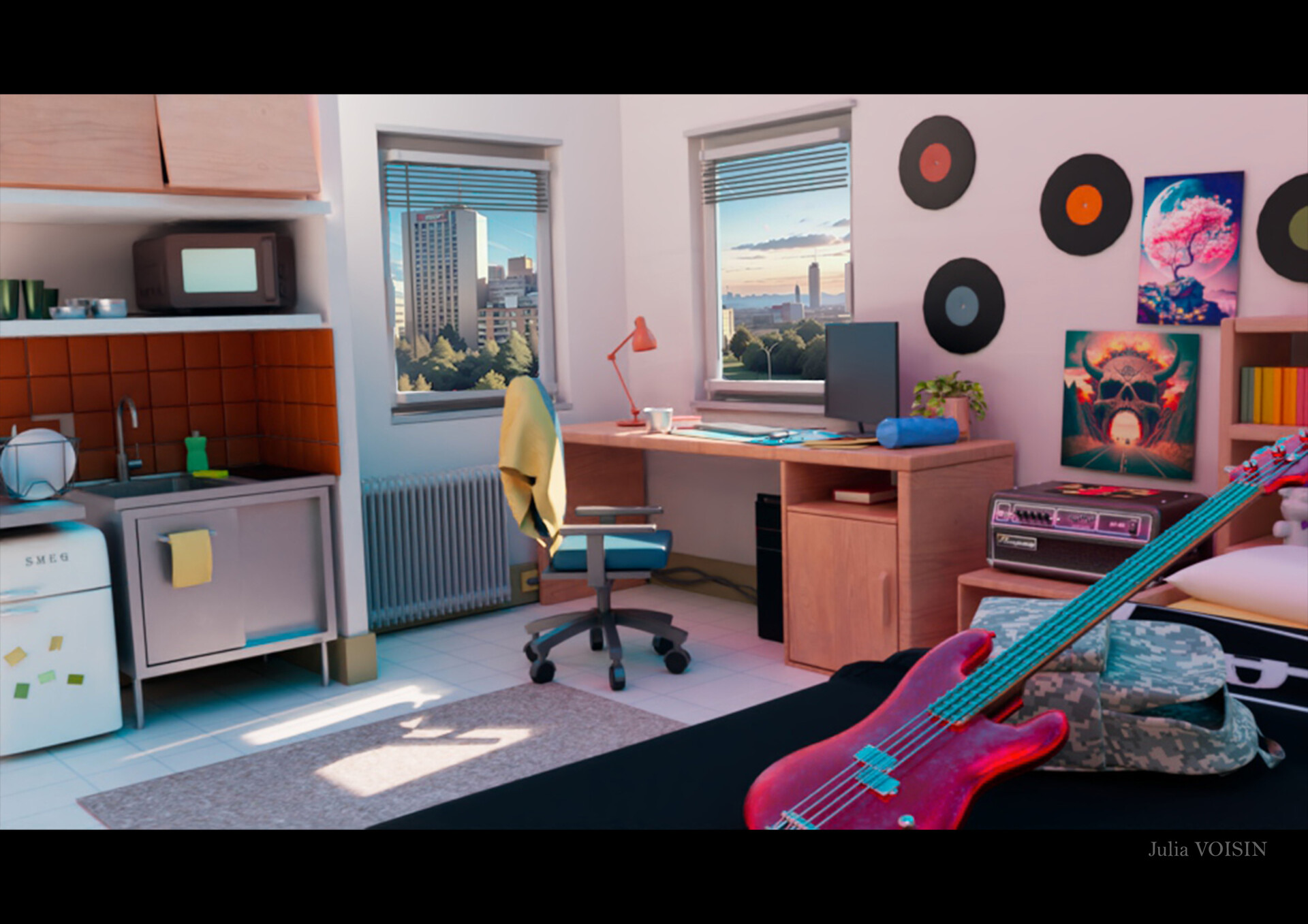 ArtStation - bedroom of a music lover
