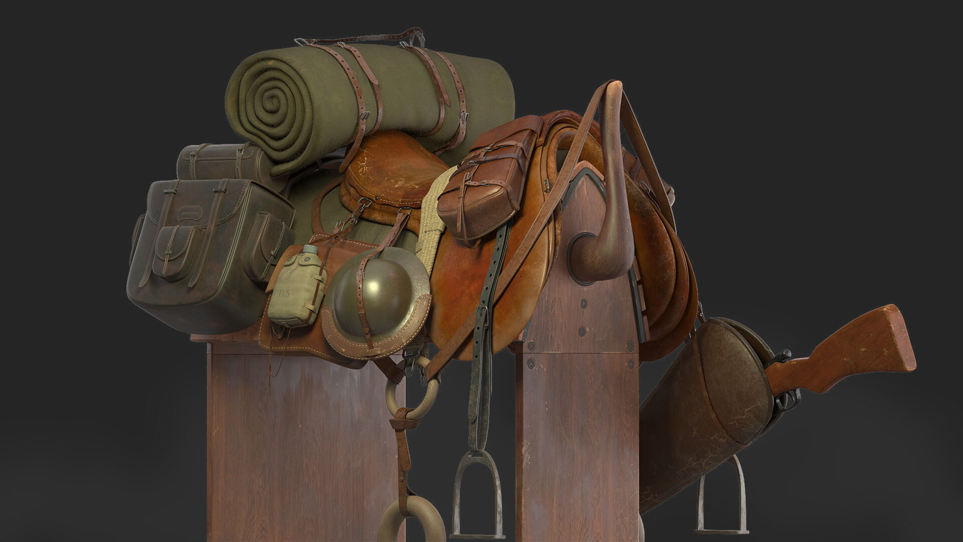 ArtStation - Horse saddle - props ( US Model 1936 )